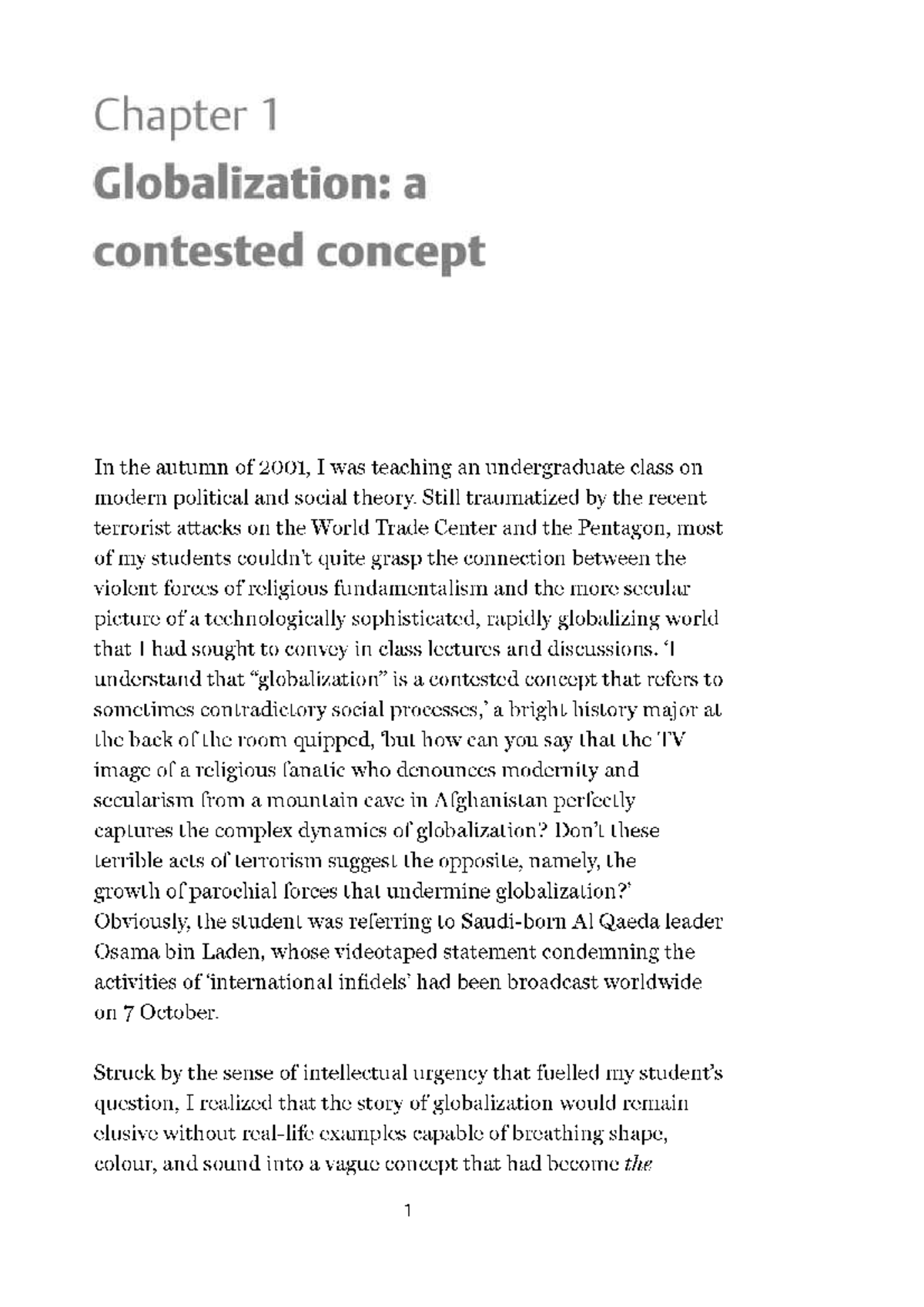 Chapter 1: Globalization - A Contested Concept (Steger, 2001) - Studocu