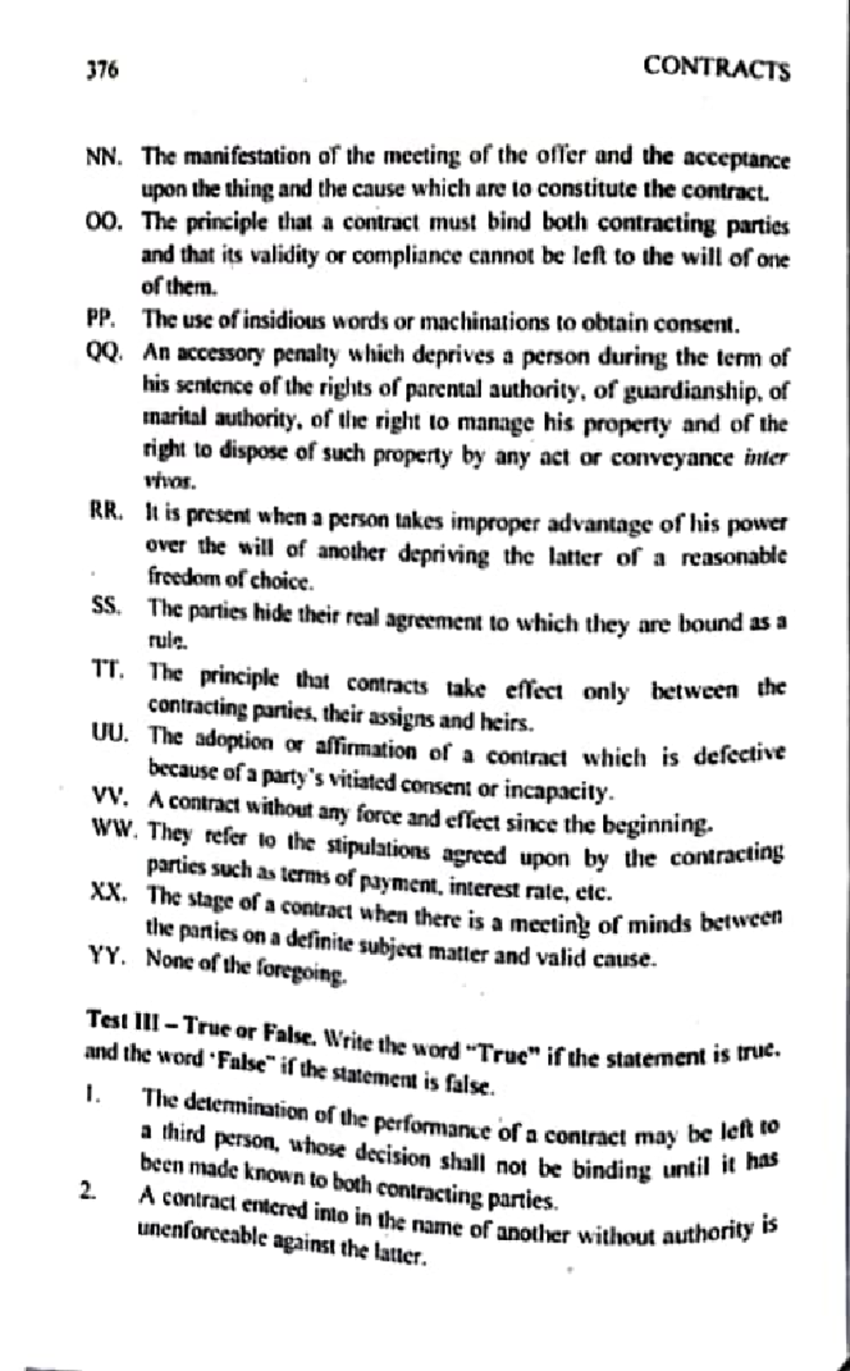 CONTRACTS 376 NN: Key Principles of Offer, Acceptance, and Consent - Studocu