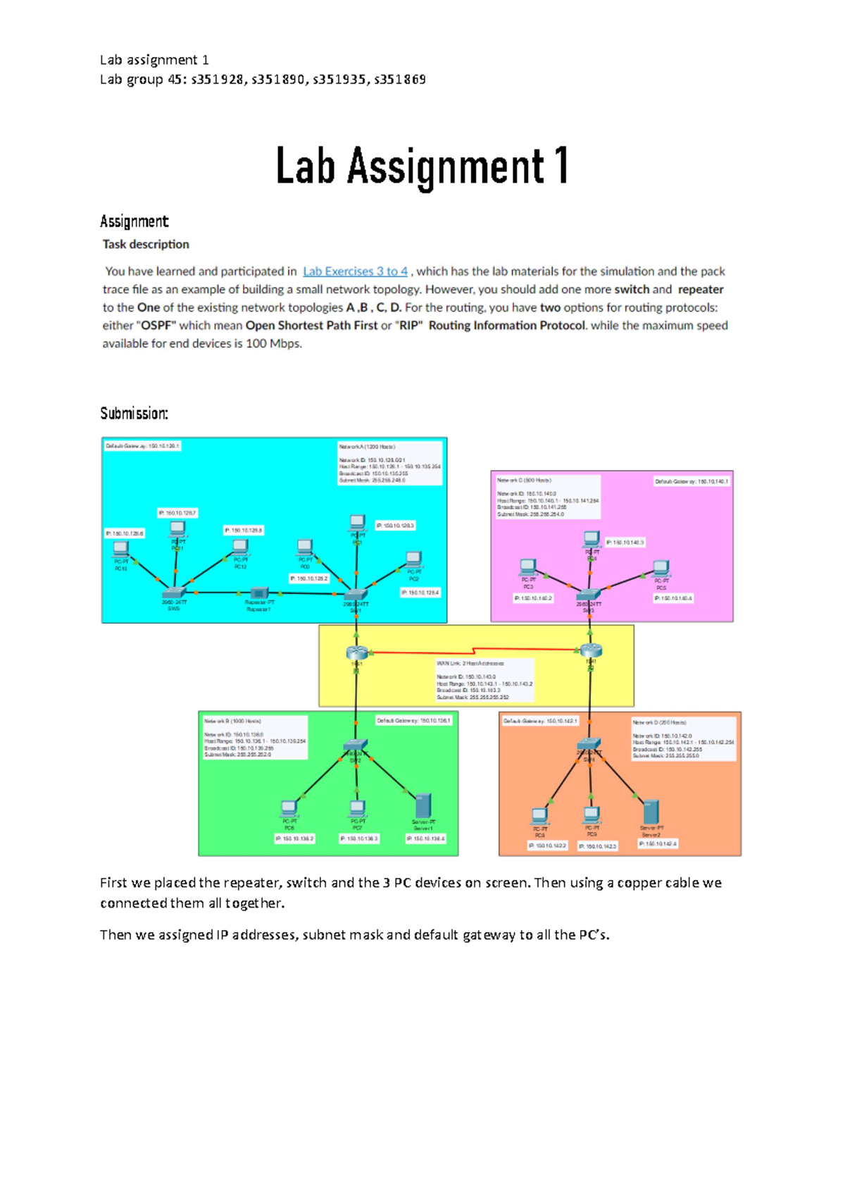 Lab1-2410 - Lab assignment 1 - Lab assignment 1 Lab group 45: s351928 ...