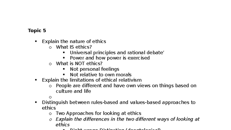 Topic 5 Ethics: Principles, Approaches, and Decision-Making in ...