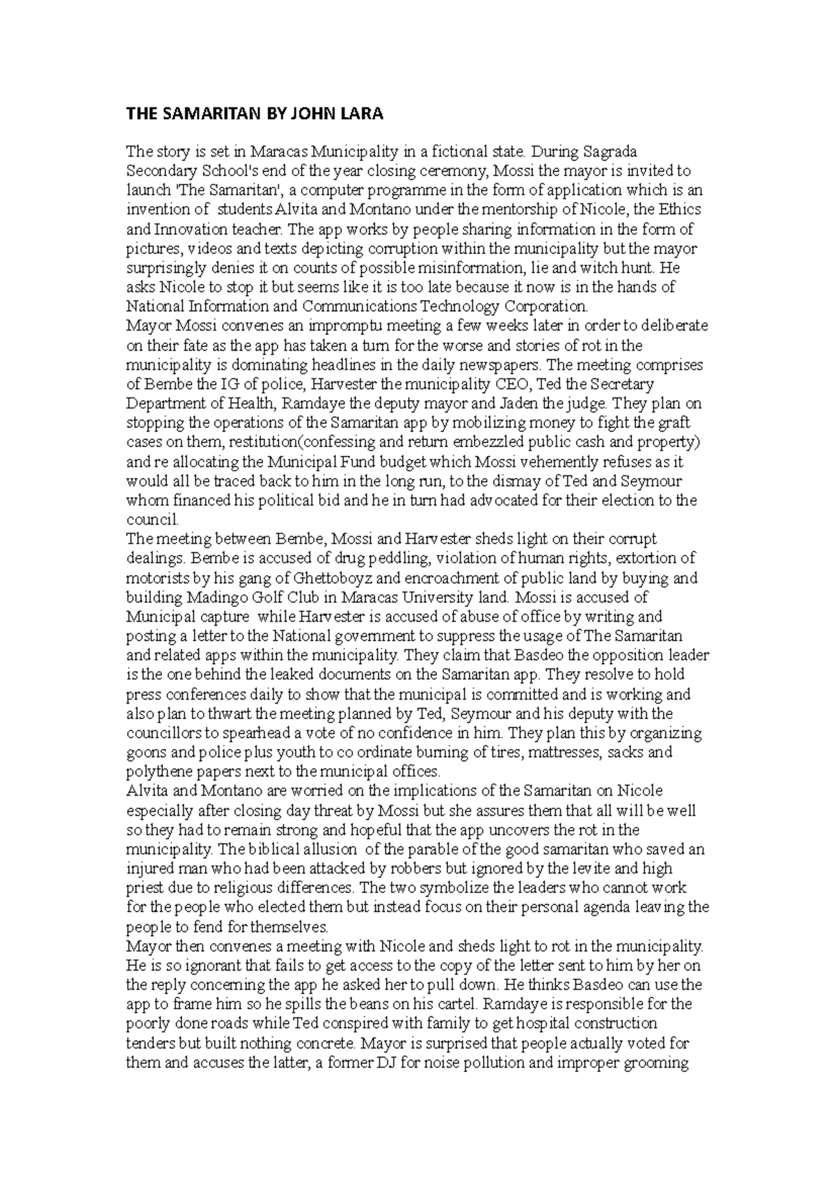 The Samaritan Book Summary By John Lara - THE SAMARITAN BY JOHN LARA ...