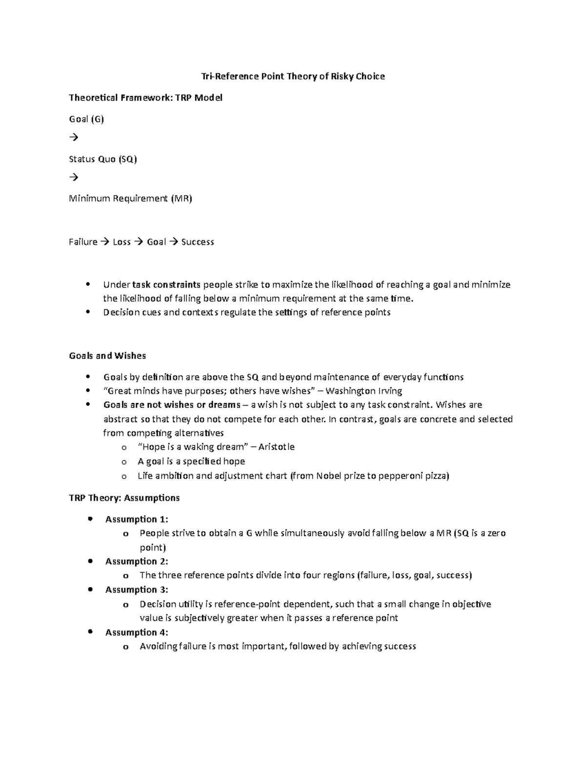 Tri Reference Point Theory - Decision cues and contexts regulate the ...