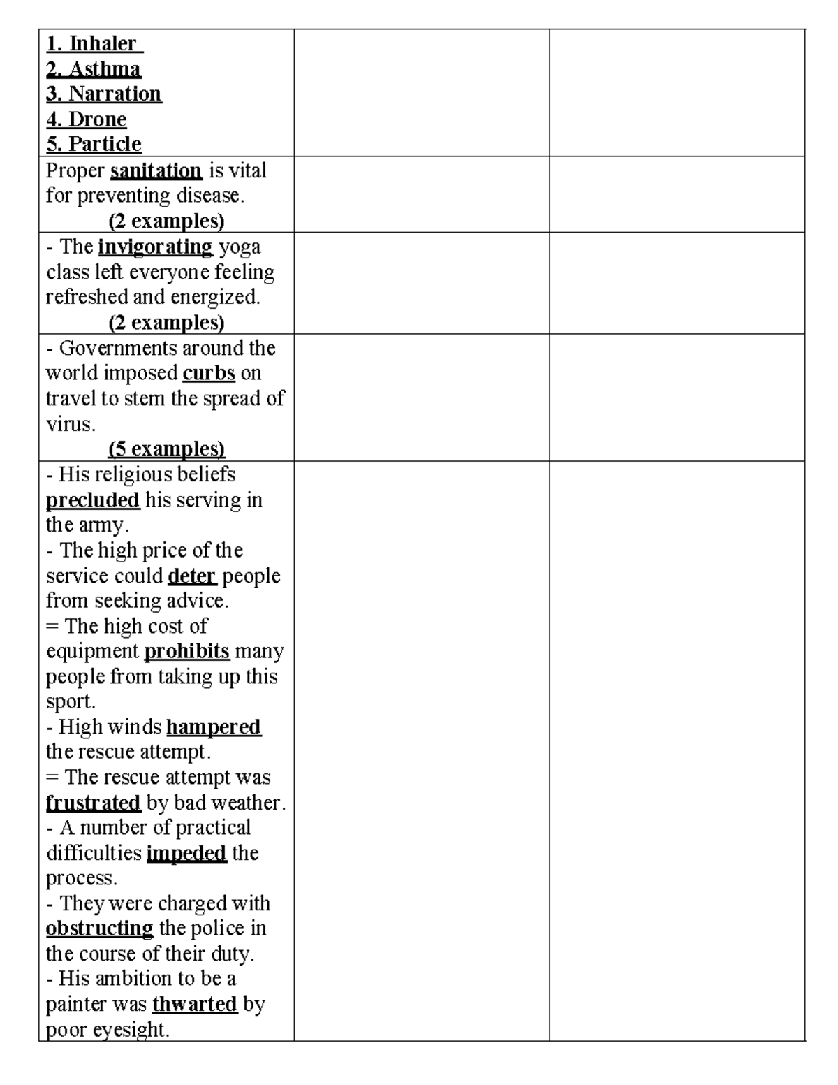 ENG 101: Vocabulary Examples and Usage in Context - Studocu