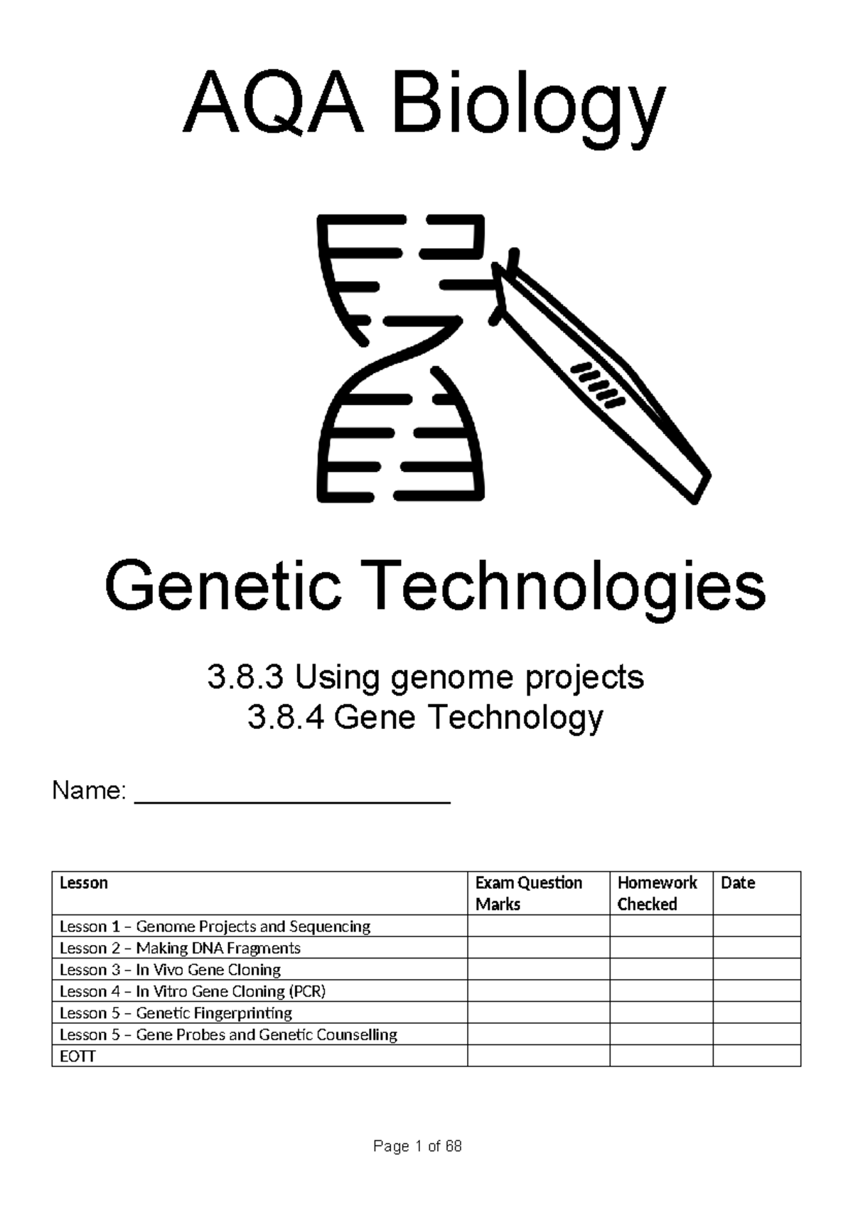 AQA Biology: Genetic Technologies - Lesson Notes & Exam Prep - Studocu