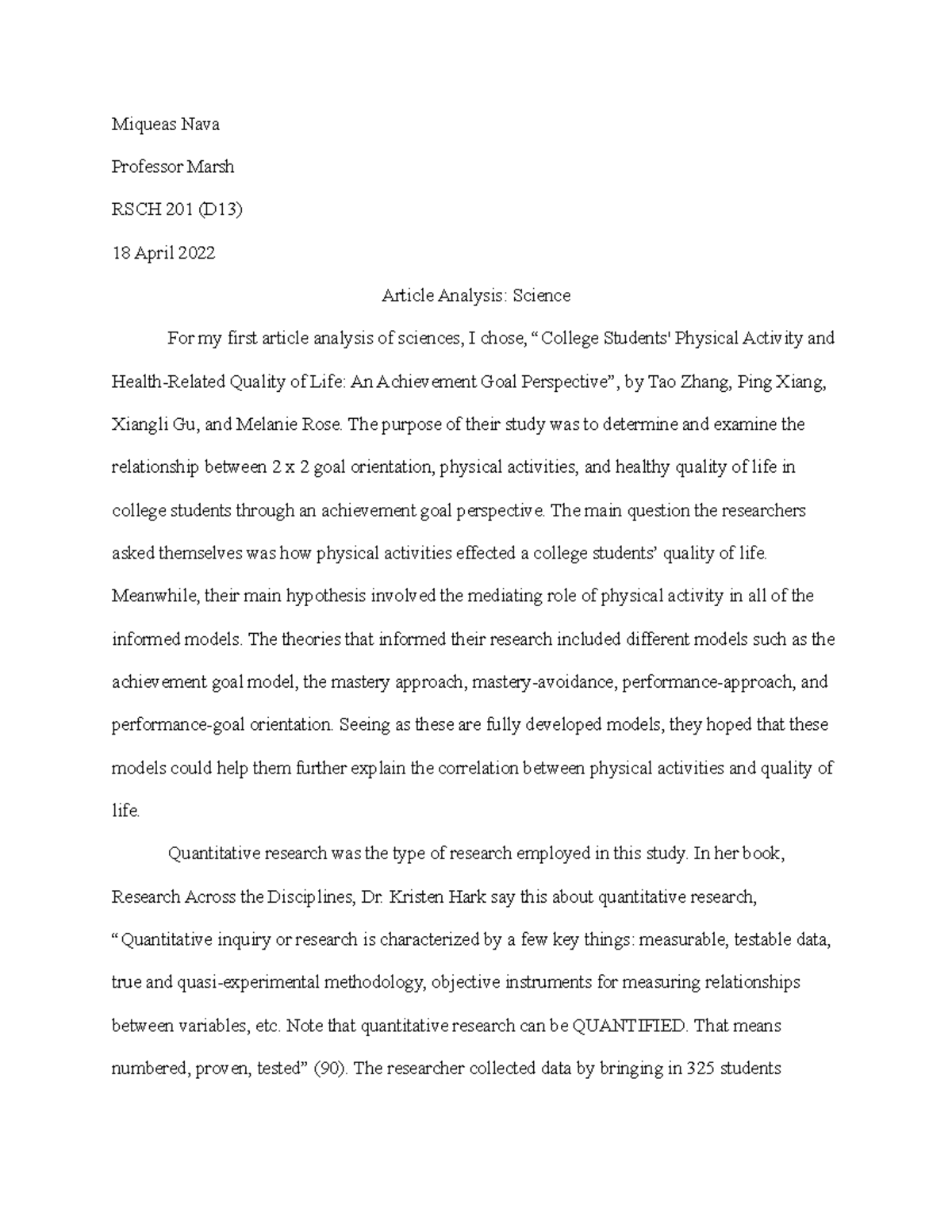 Article analysis 1-Science Article Analysis - Miqueas Nava Professor ...