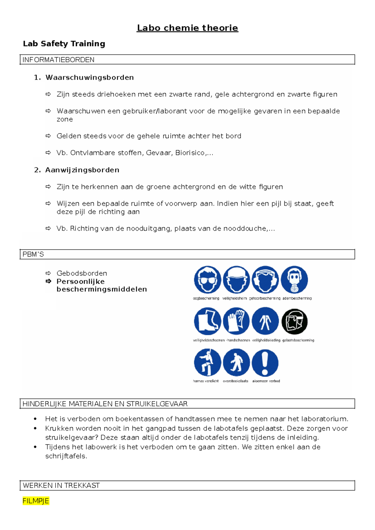 Labo Chemie Theorie Examen: Veiligheid en Procedures in het ...