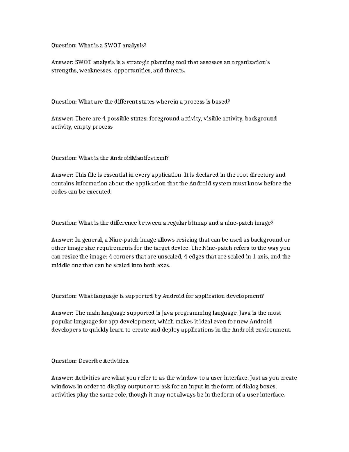 SWOT Analysis and Android Development Overview (CS101) - Studocu