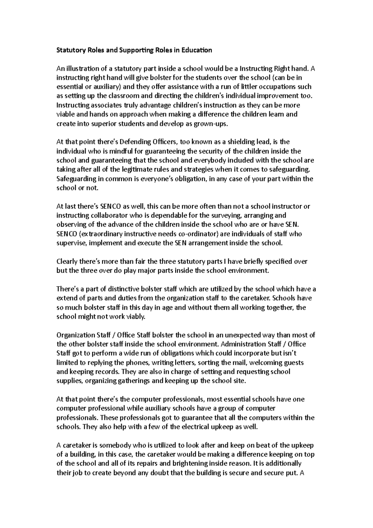 Statutory and Support Roles in Education: Key Functions and Importance ...