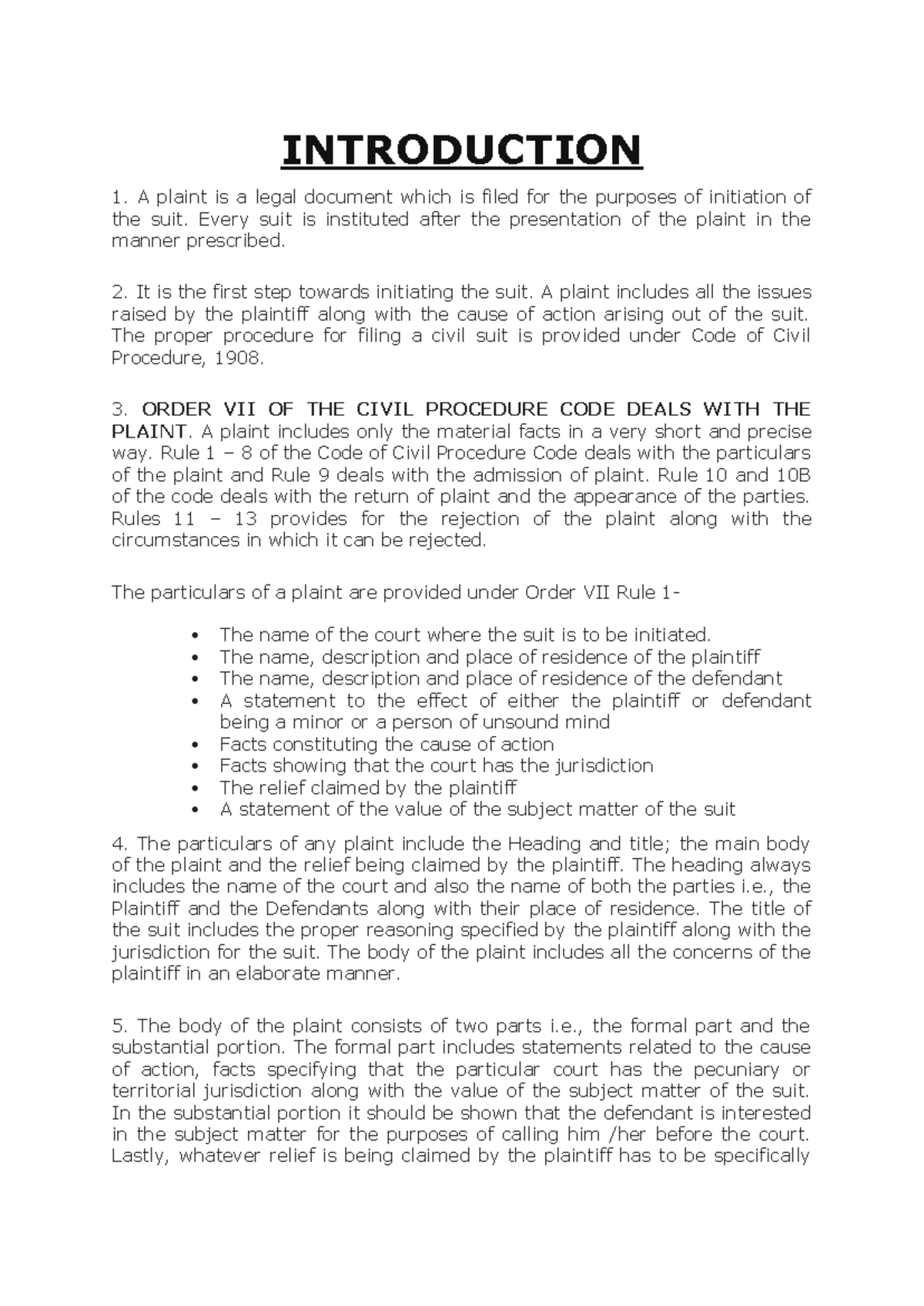 CPC 1908: Understanding Plaint Filing & Written Statement Procedures ...