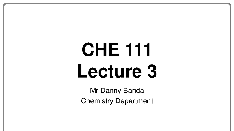 CHE 111 Lecture 3: Stoichiometry & Types of Reactions - Studocu