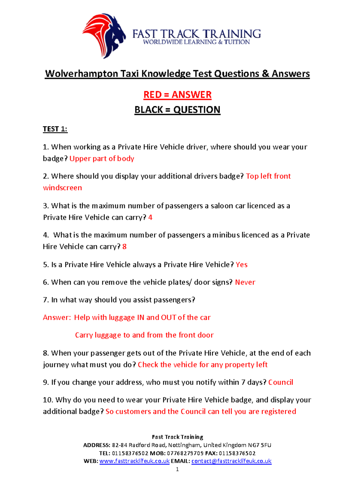 719675460-Wolverhampton-Taxi-Knowledge-Test-Q&A-Complete-Guide - Studocu