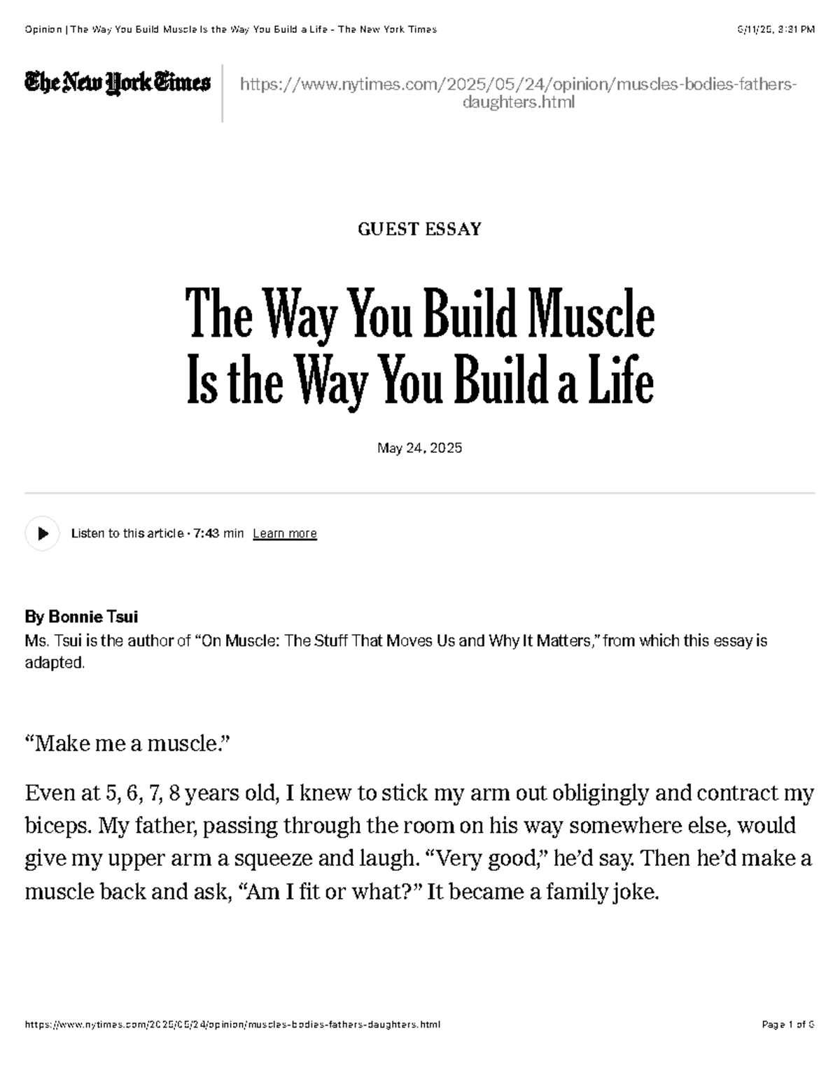 The Way You Build Muscle Is the Way You Build a Life - Opinion Essay ...