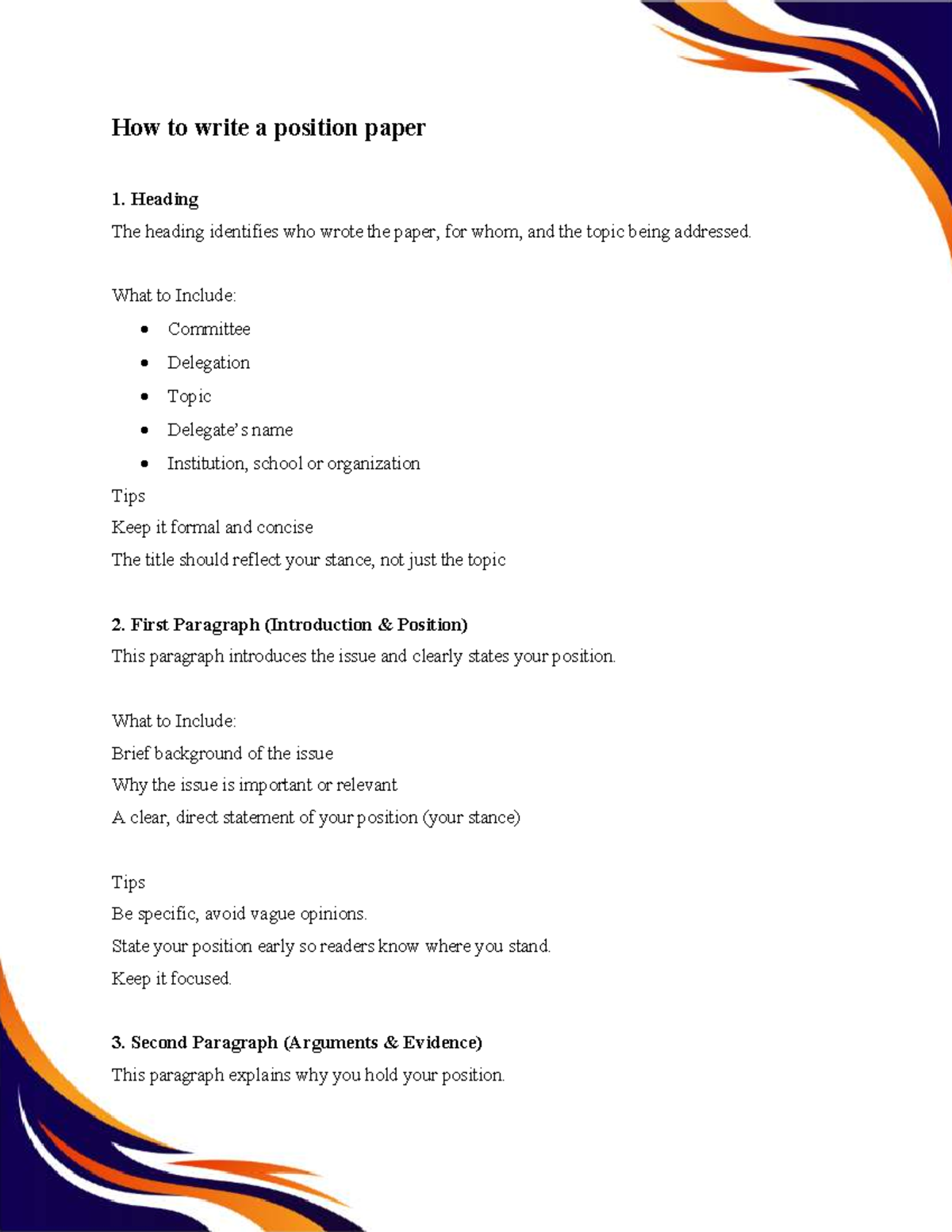 Position Paper Writing Guide: Key Elements and Tips - Studocu