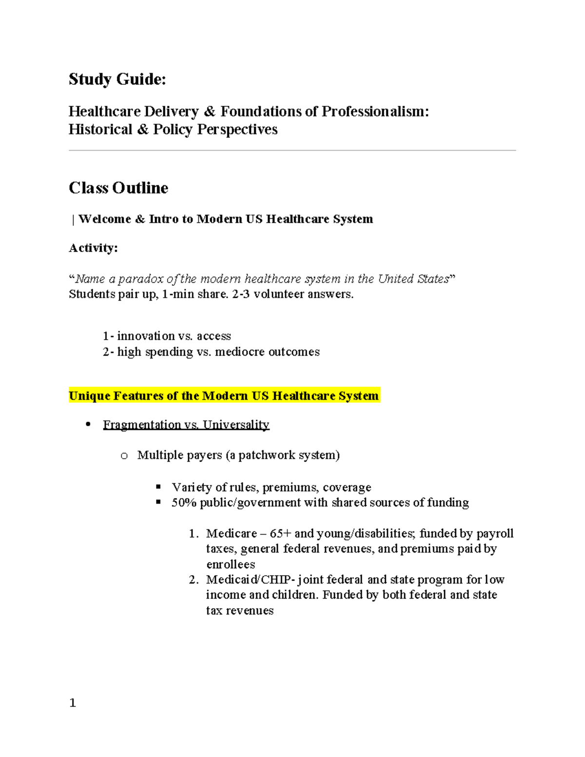 Study Guide: Healthcare Delivery & Prof. Foundations (HCP 101) - Studocu