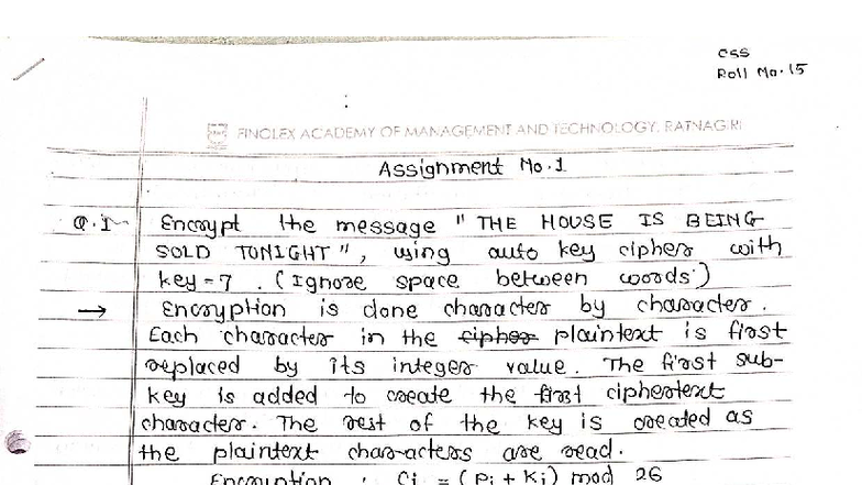 CSS Assignment - Key Concepts and Encryption Techniques - Studocu