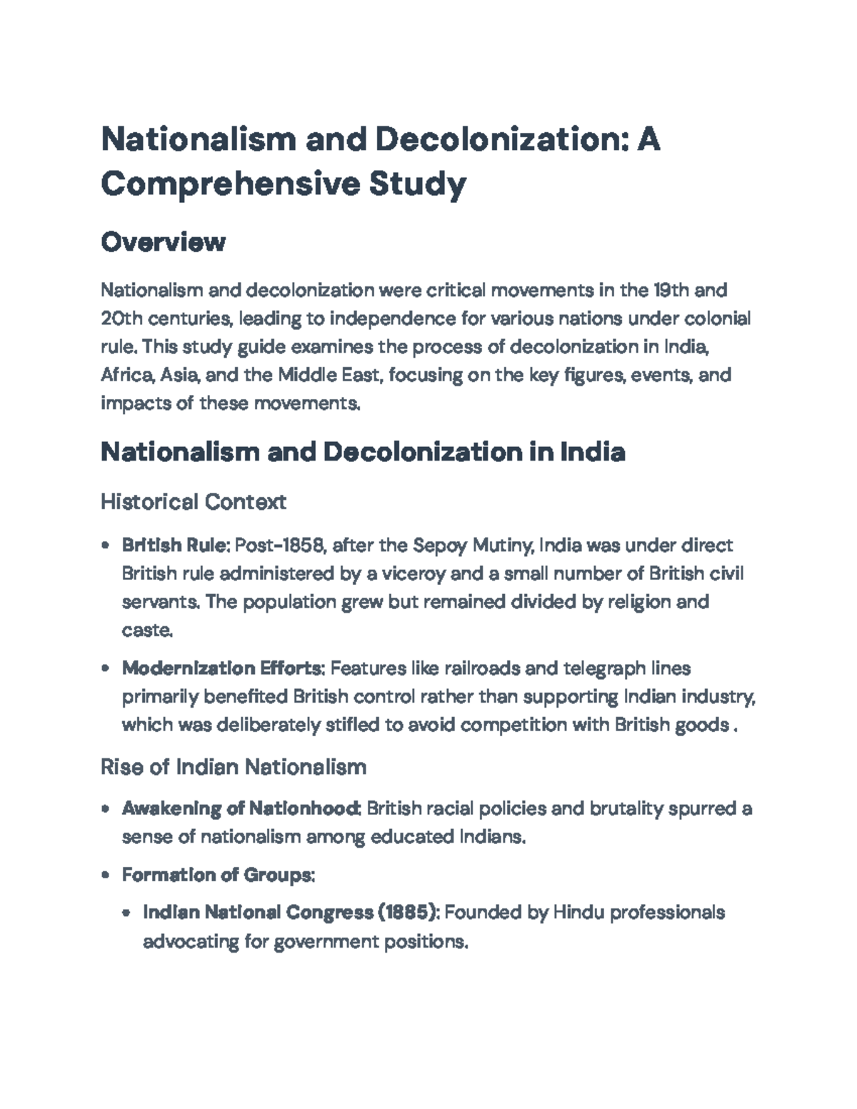 Nationalism and Decolonization: A Comprehensive Study Guide ...