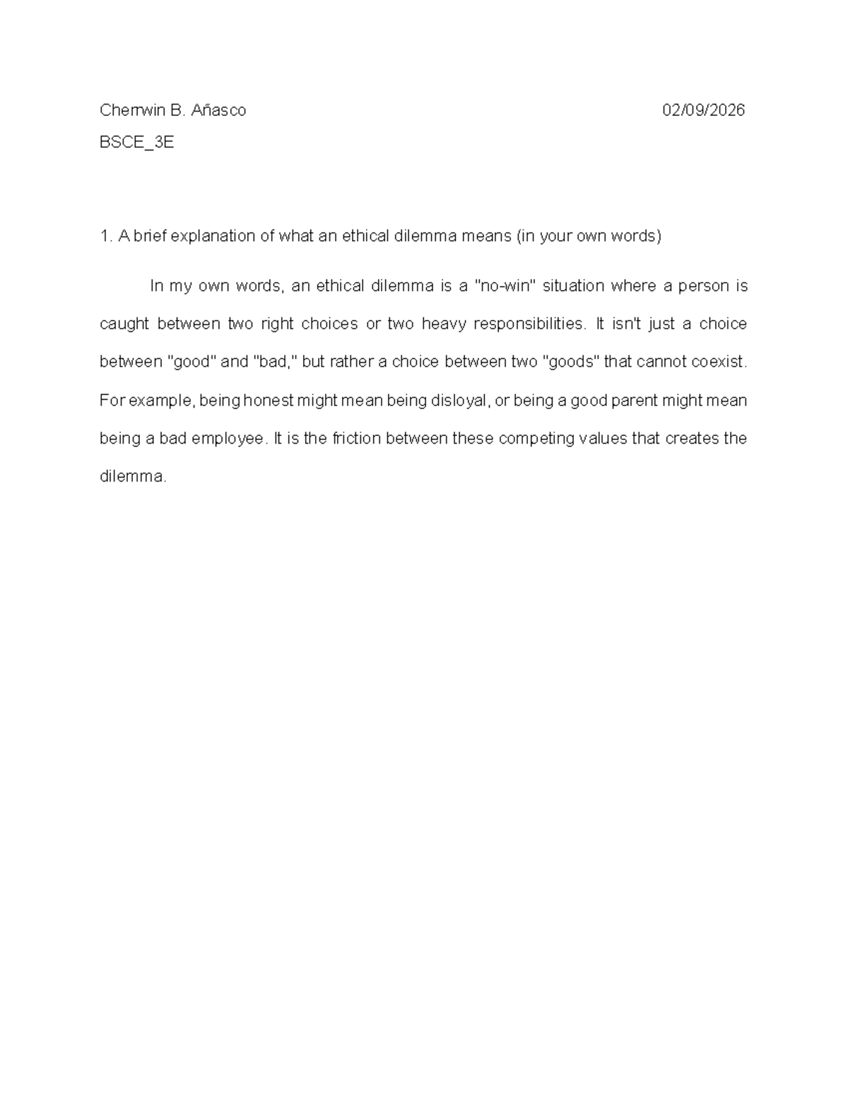 BSCE_3E Ethical Dilemmas: Analysis & Film Potential Insights - Studocu