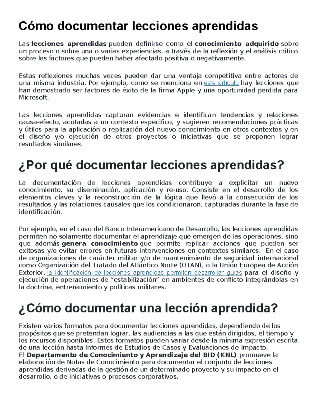 Cómo Documentar Lecciones Aprendidas en Proyectos: Guía Práctica - Studocu
