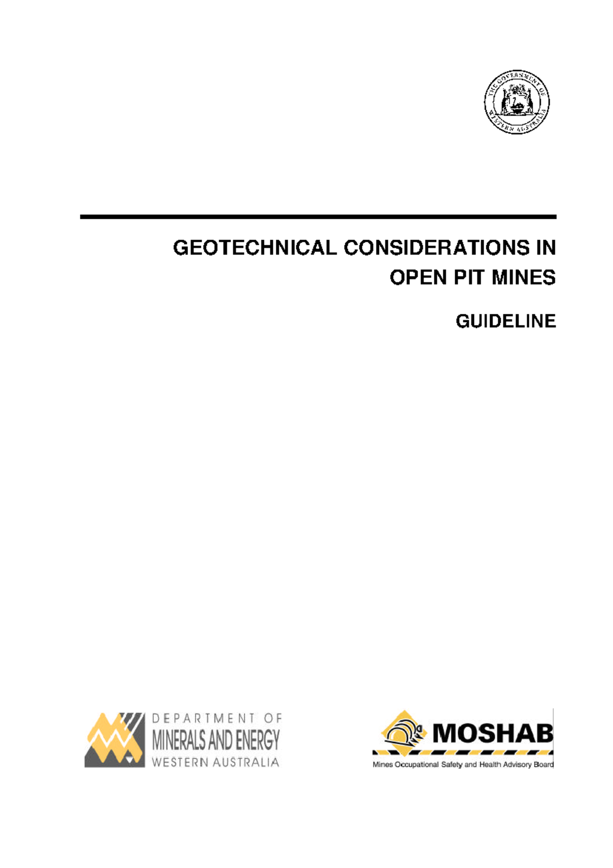 GEOTECHNICAL CONSIDERATIONS IN OPEN PIT MINES GUIDELINE (MSH G) - Studocu