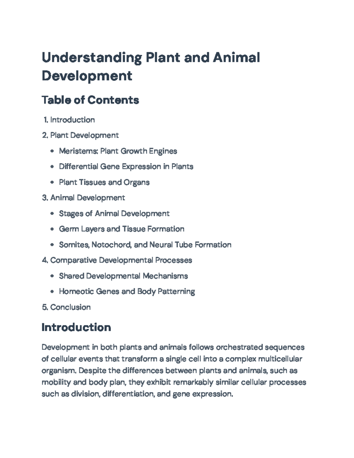Understanding Plant and Animal Development: Processes and Mechanisms ...