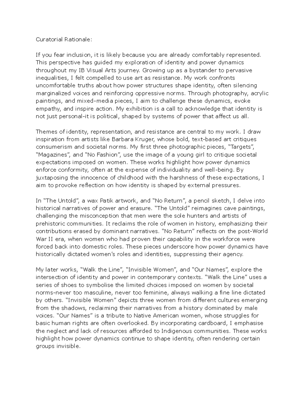 Curtorial rational - curatorial for Art exhibition - Curatorial ...