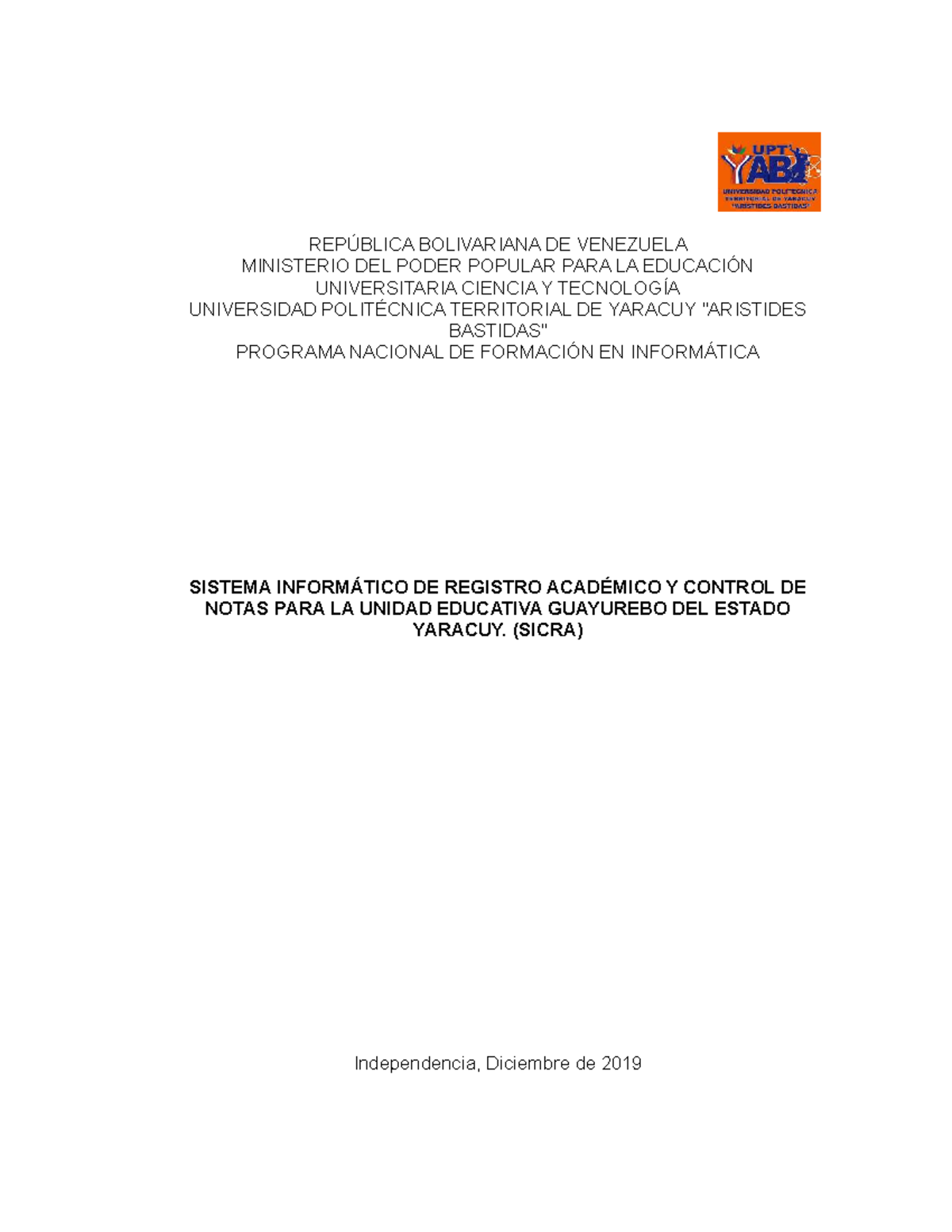 Sistema Informático de Registro Académico y Control de Notas (SICRA ...
