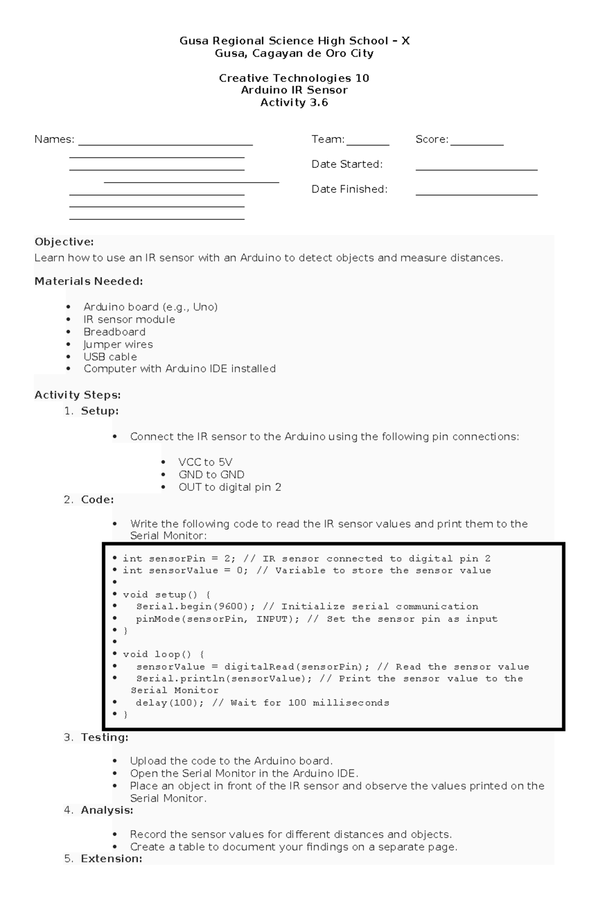 Activity-3 - comsci - Gusa Regional Science High School – X Gusa, Cagayan de Oro City Creative ...