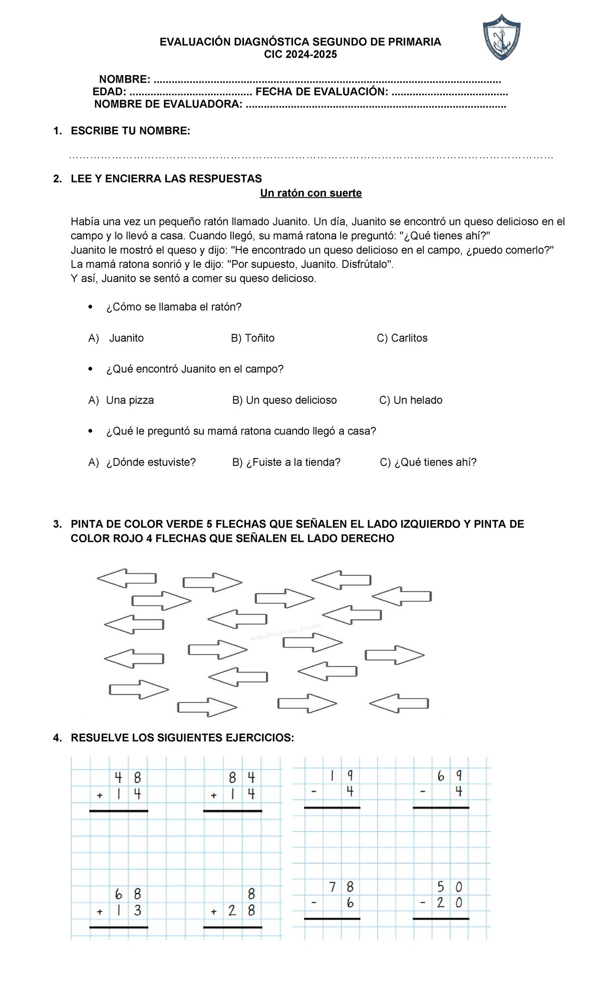 Evaluacion Diagnostica Segundo DE Primaria - EVALUACIÓN DIAGNÓSTICA ...