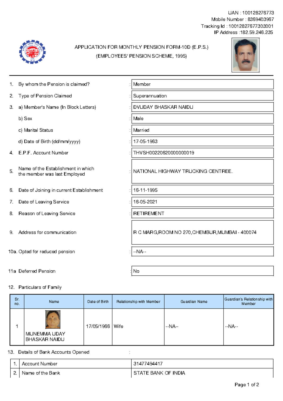 NHTC - FORM 10D Application for Monthly Pension (E.P.S.) - Studocu