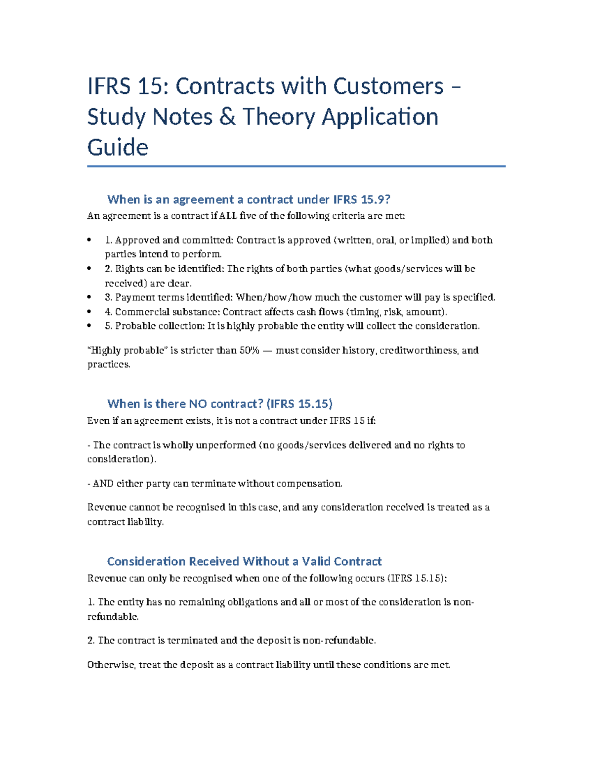IFRS 15 study notes: Understanding contracts with customers - Studocu