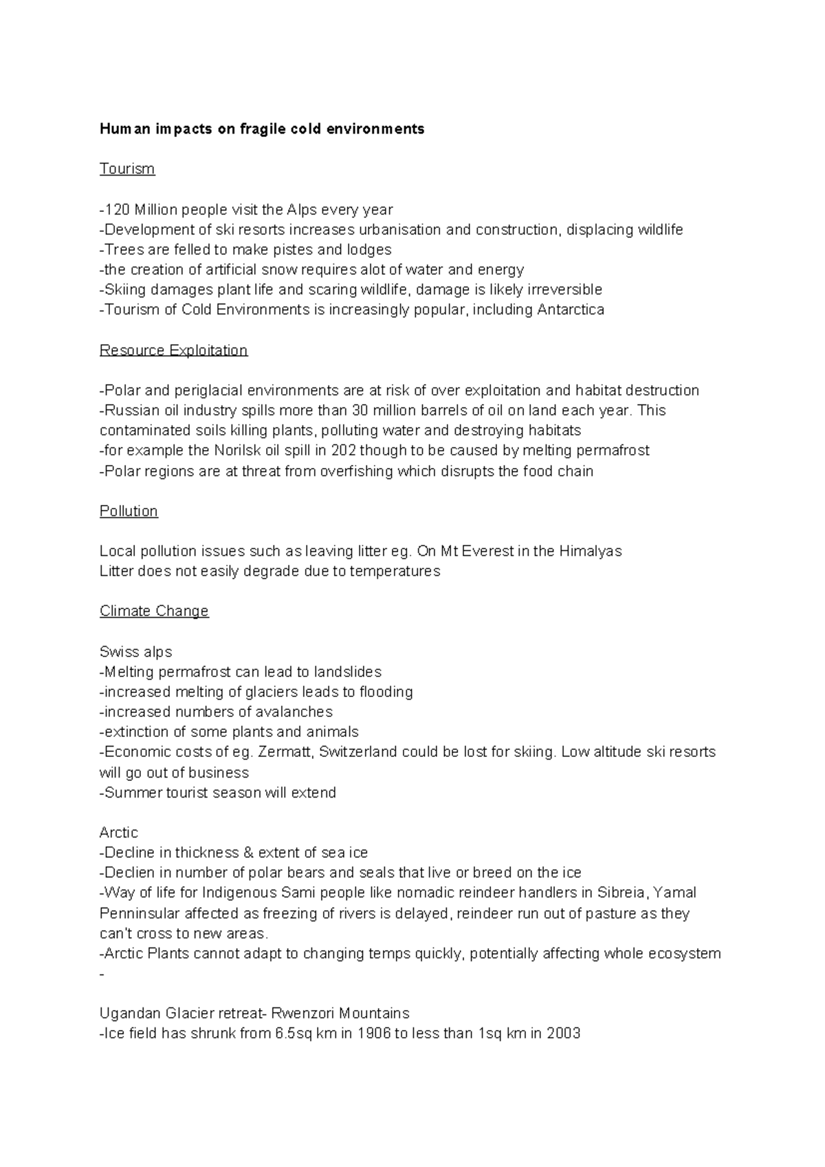 Glaciers CASE Studies: Human Impacts & Management in Cold Environments ...