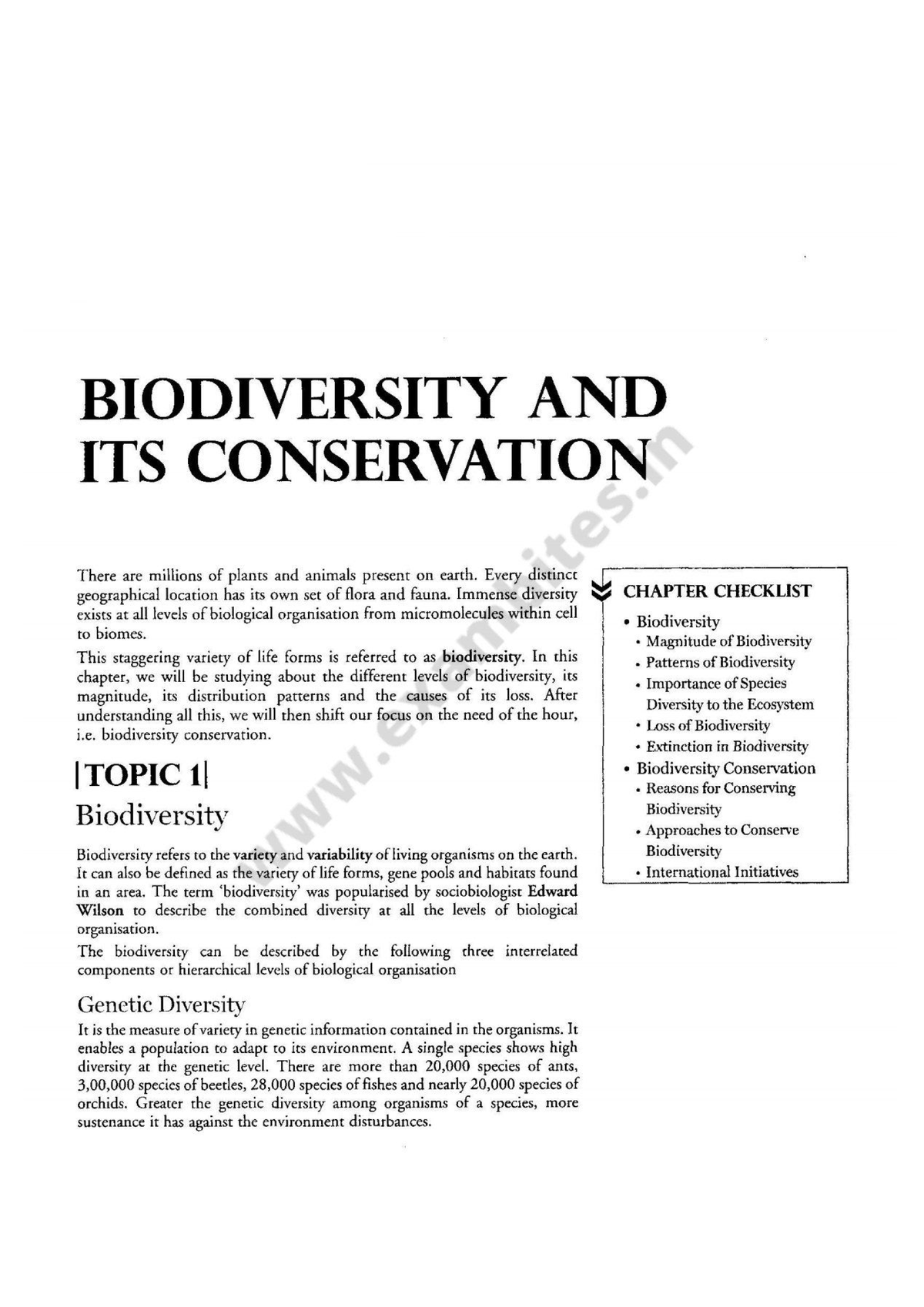 BIODIVERSITY AND CONSERVATION: CHAPTER NOTES & PYQs - Studocu