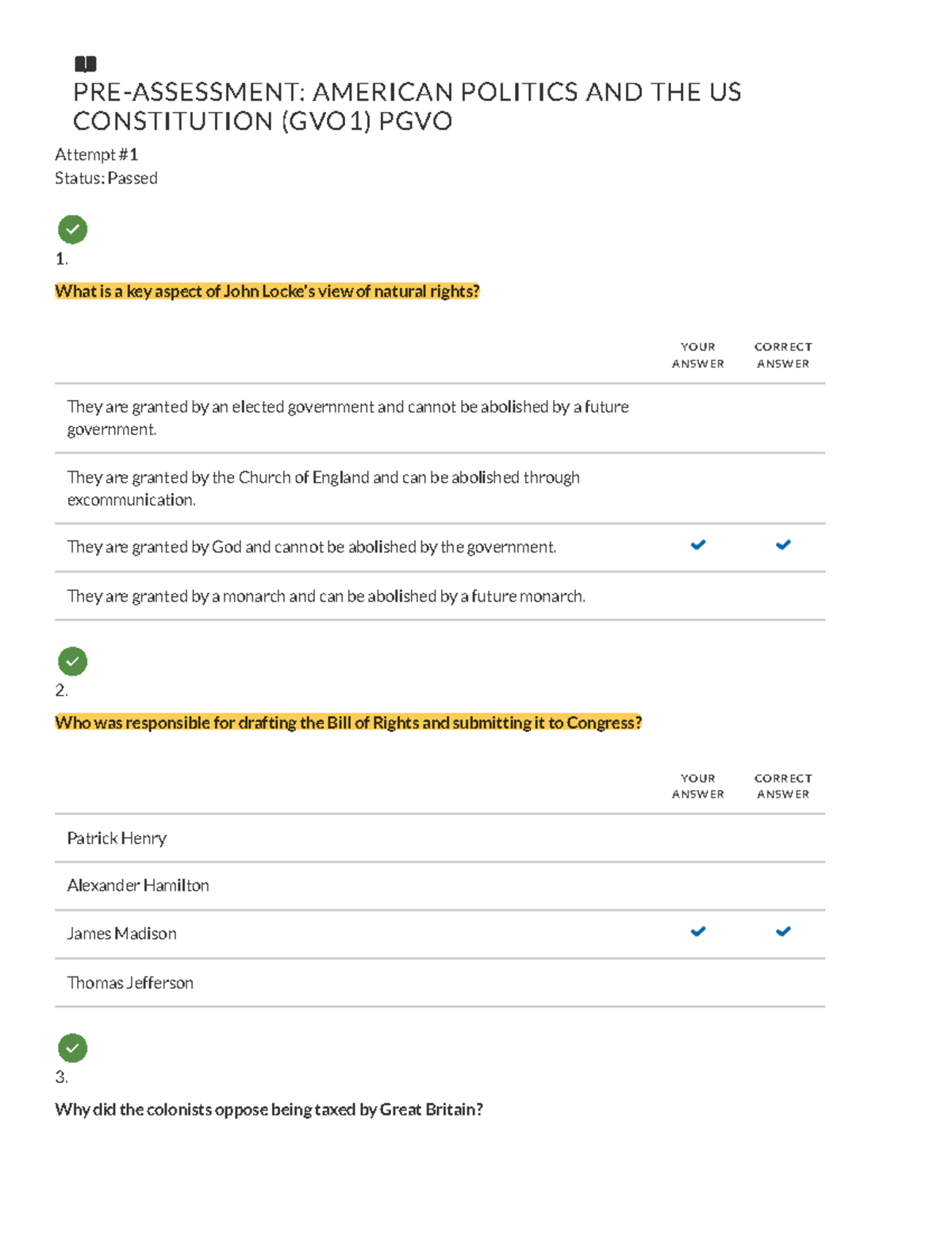 C963 American Politics and US Constitution - PRE-ASSESSMENT: AMERICAN ...