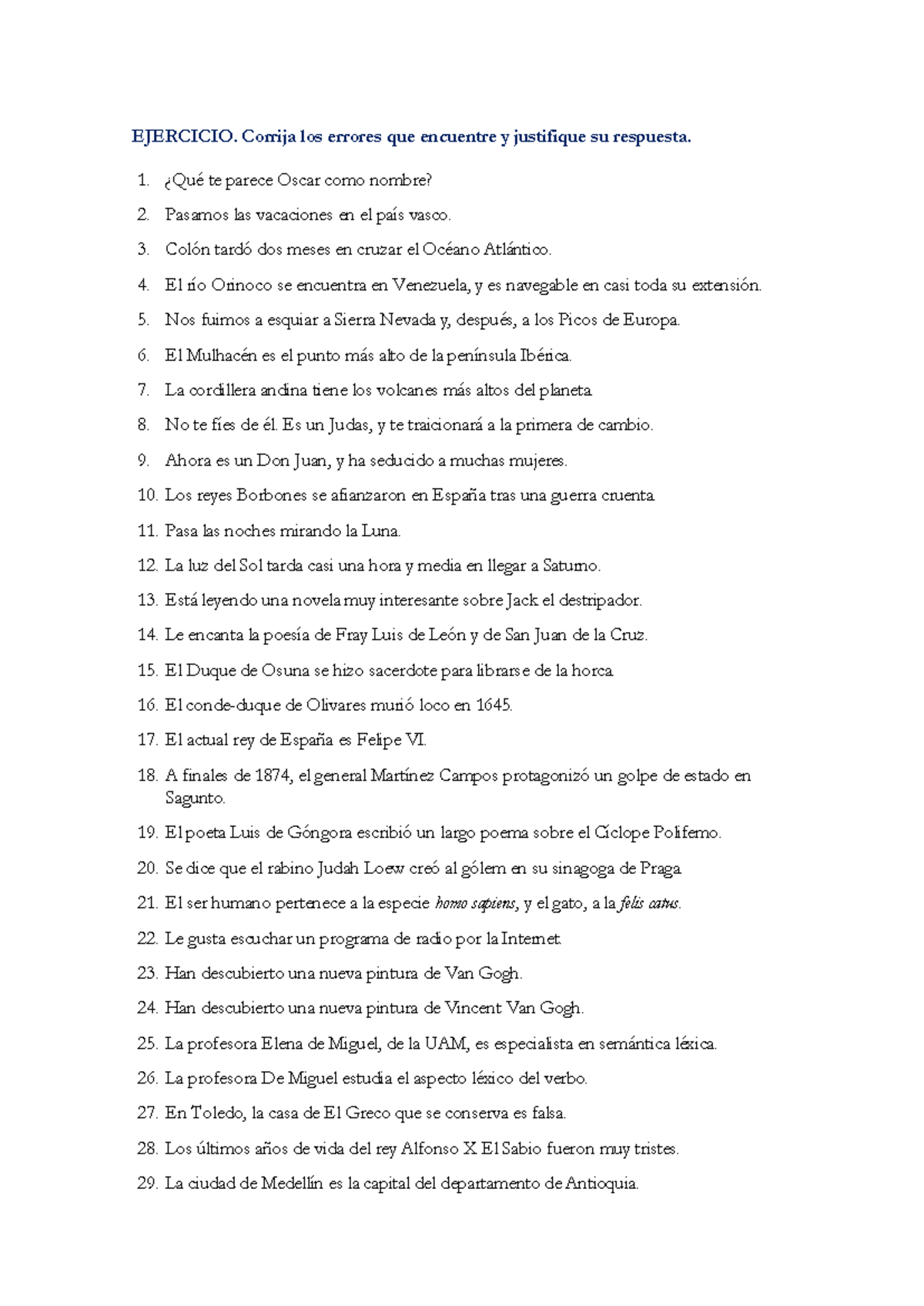 Ejercicio sobre el uso de Mayúsculas en Español - Studocu