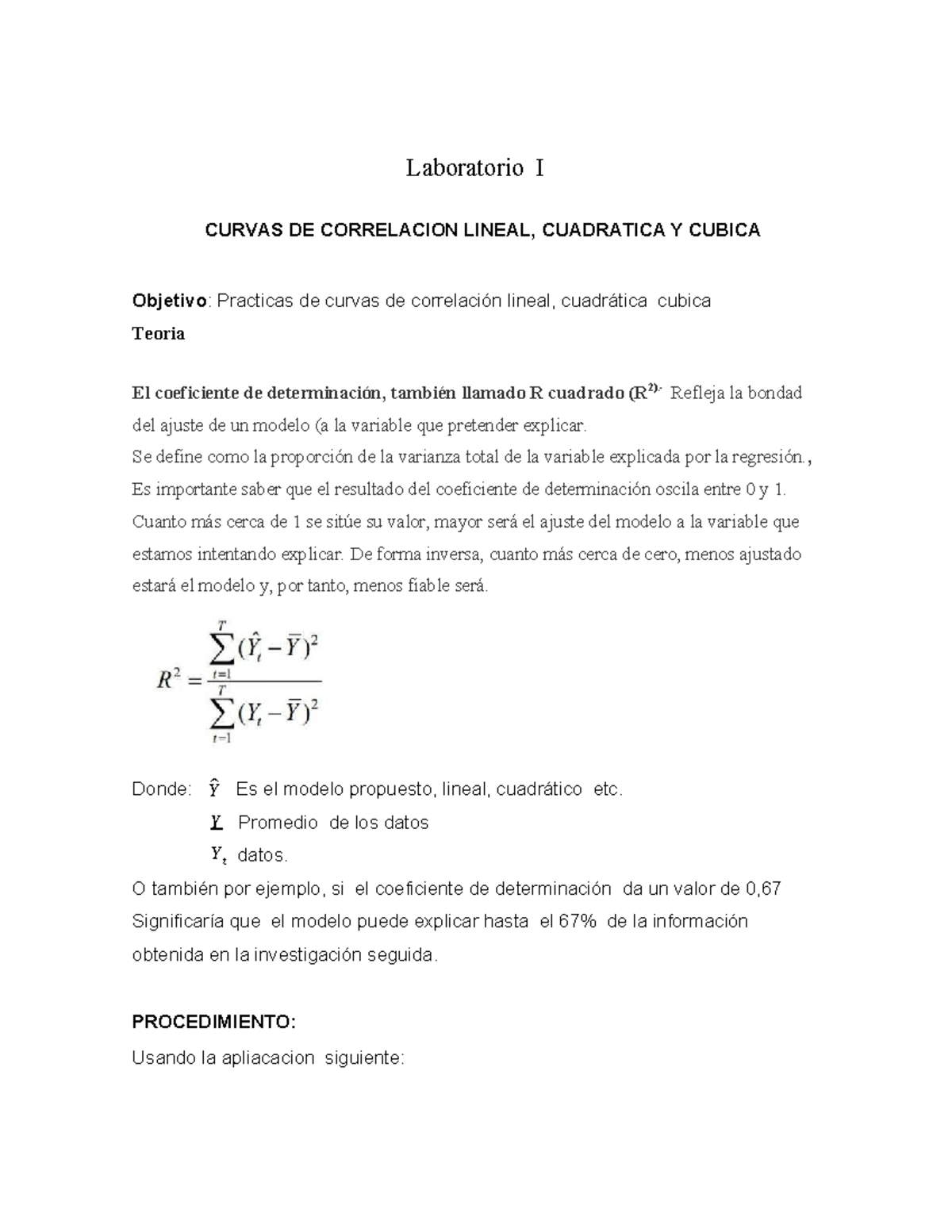 Laboratorio I: Curvas de Correlación Lineal, Cuadrática y Cúbica - Studocu