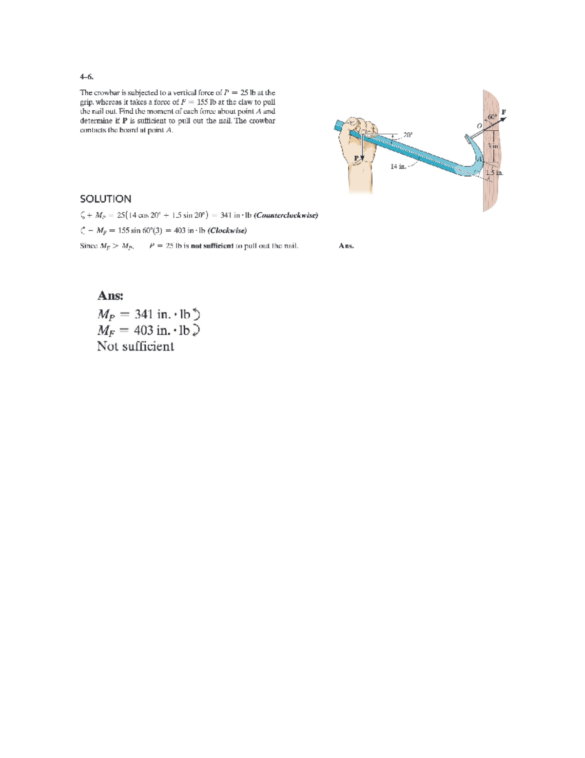 Homework 5 solution - Tagged - The crowbar is subjected to a vertical ...