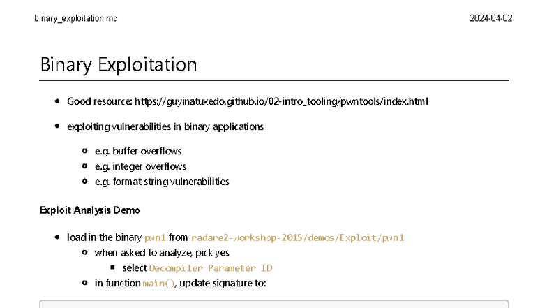 Binary Exploitation Techniques and Vulnerabilities Analysis - Studocu