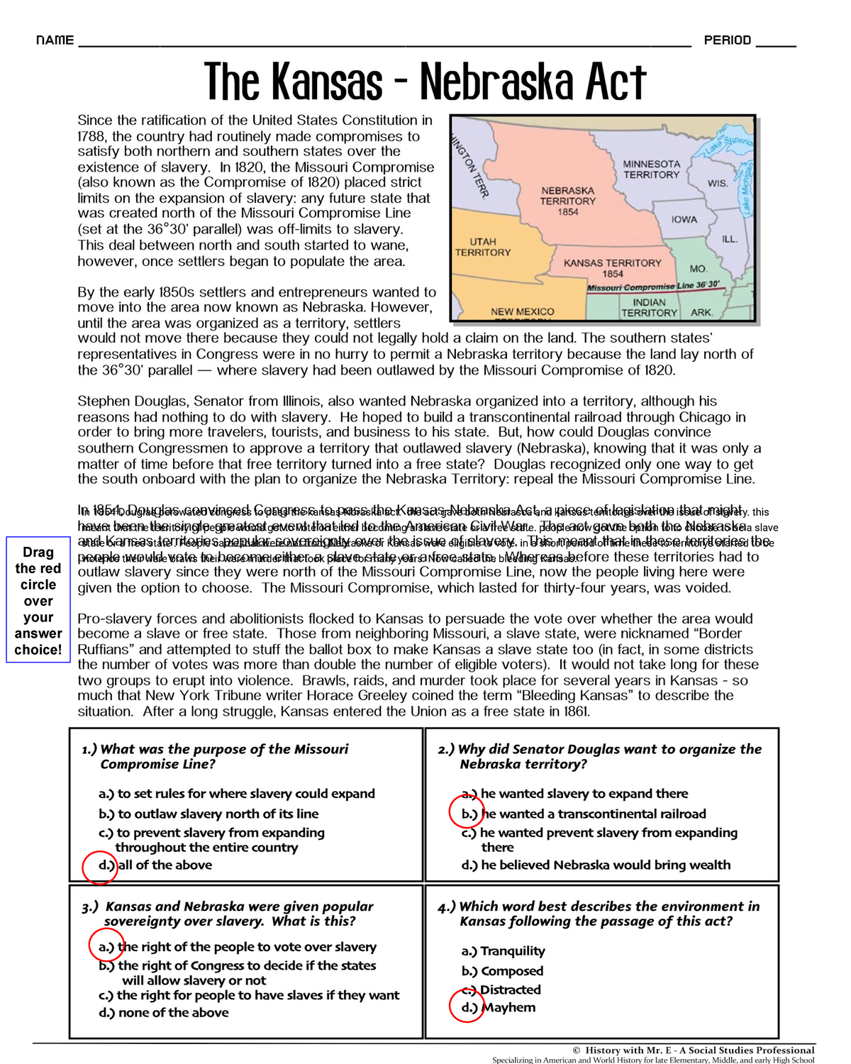 28J Odeesh - Student Response on the Kansas-Nebraska Act - Studocu