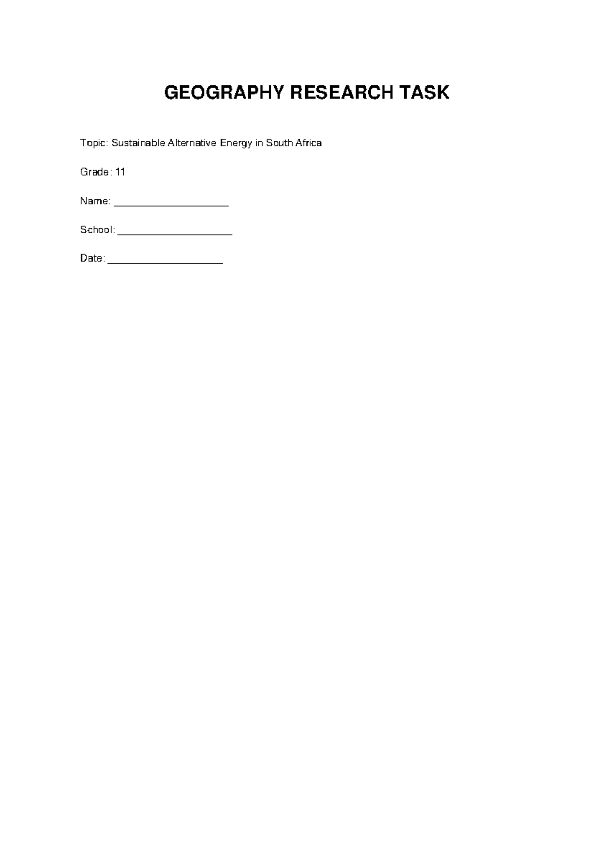 GEOG 11 Research Task: Solar Energy Solutions for Pretoria - Studocu