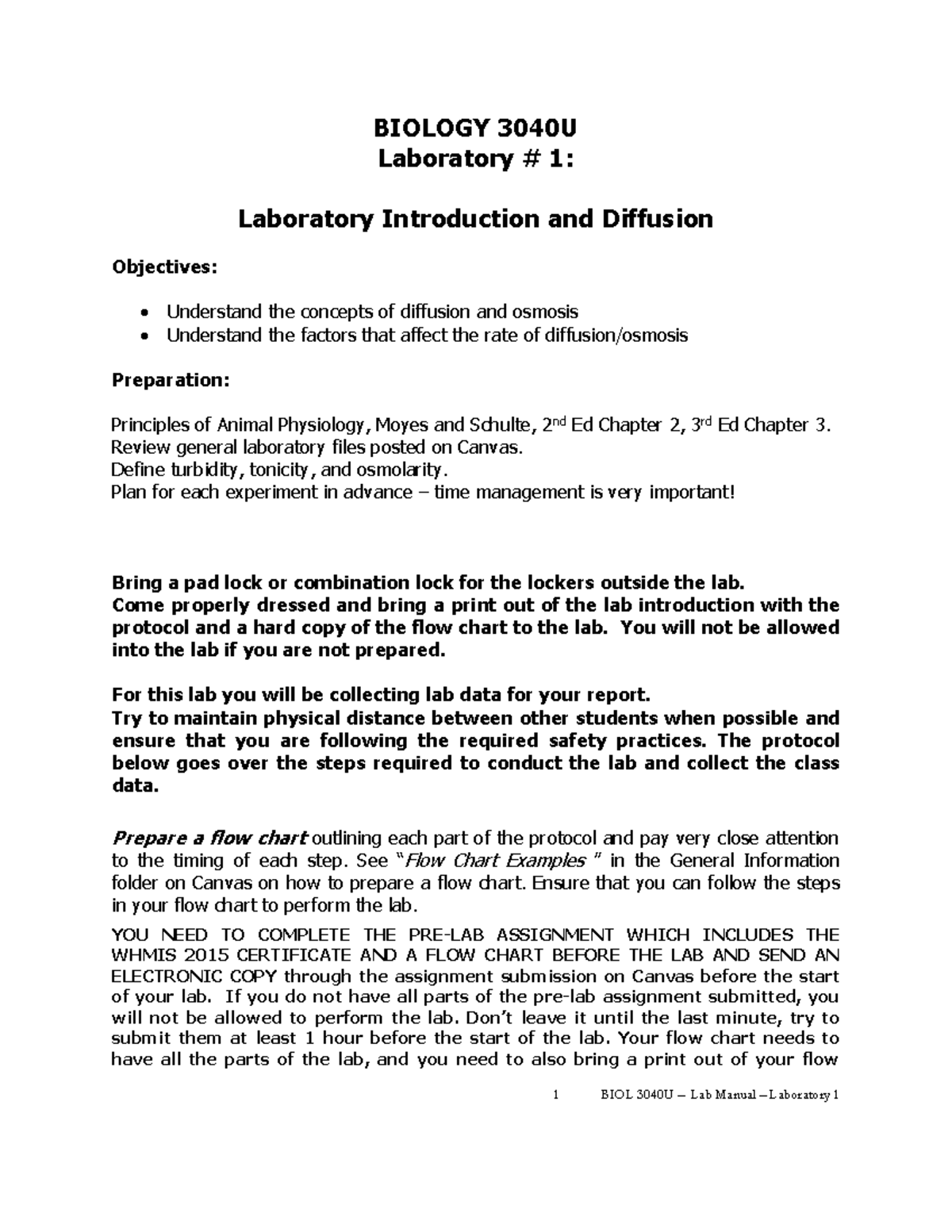BIOL 3040U Lab 1: Introduction to Diffusion & Osmosis Protocol - Studocu