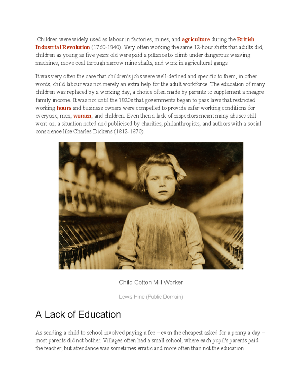Child Labor in Factories and Mines During the Industrial Revolution ...
