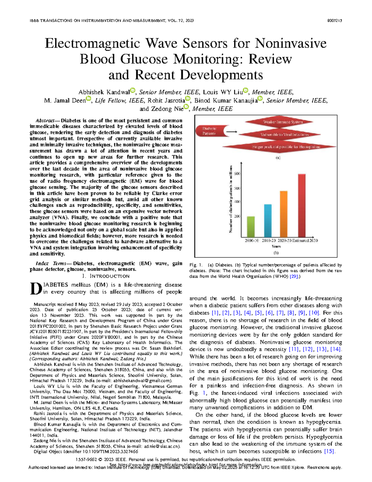 Electromagnetic Wave Sensors for Noninvasive Blood Glucose Monitoring ...