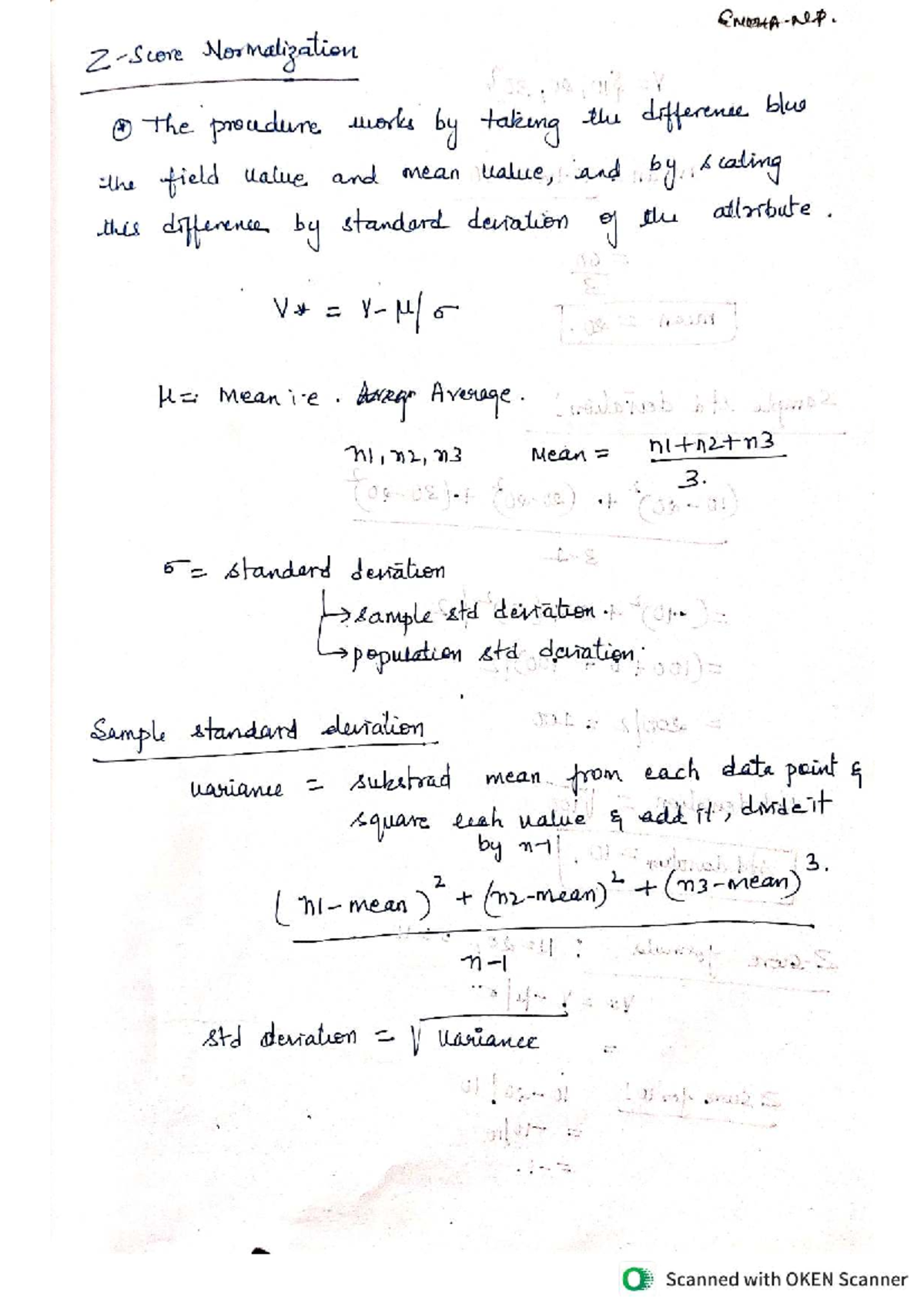 Z Score Normalization Notes - Understanding Standard Deviation and Mean ...