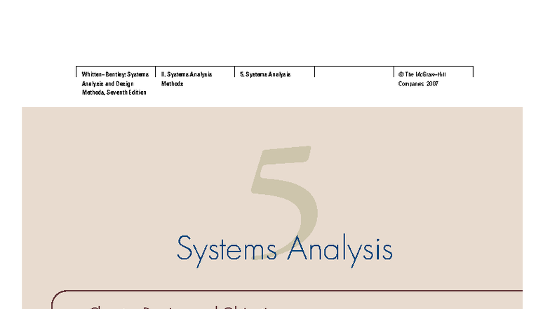 Ch 5: Systems Analysis Methods - Overview & Key Phases - Studocu