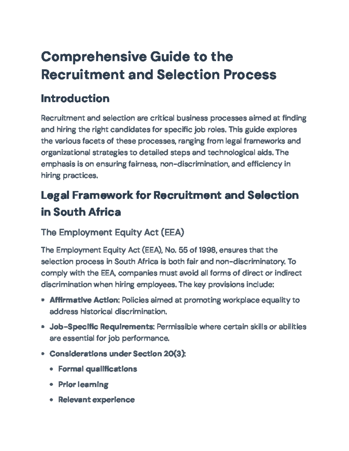 Comprehensive Recruitment & Selection Guide (HRM 101) - Studocu