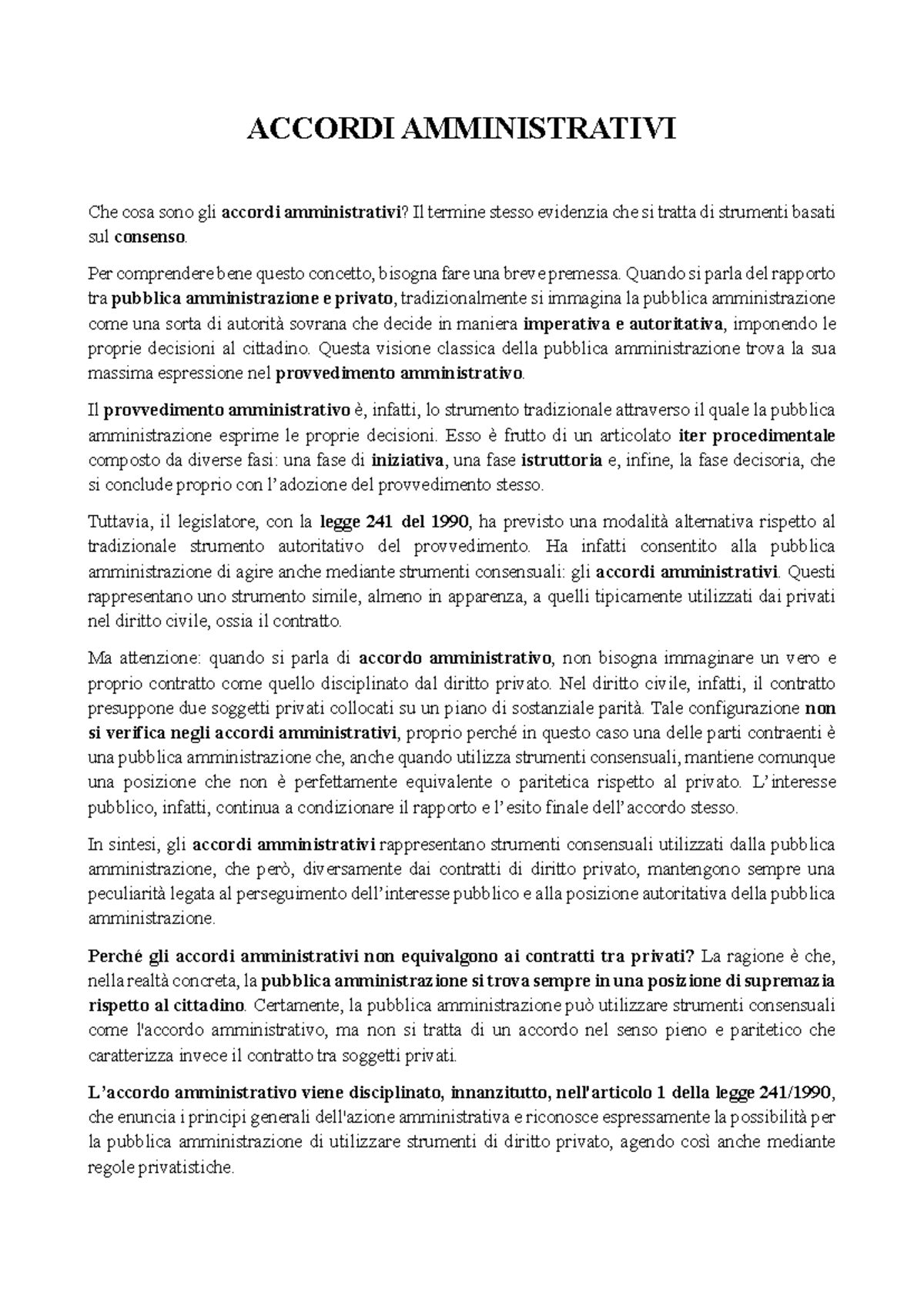 ACCORDI AMMINISTRATIVI: Definizione e Tipologie nel Diritto Pubblico ...