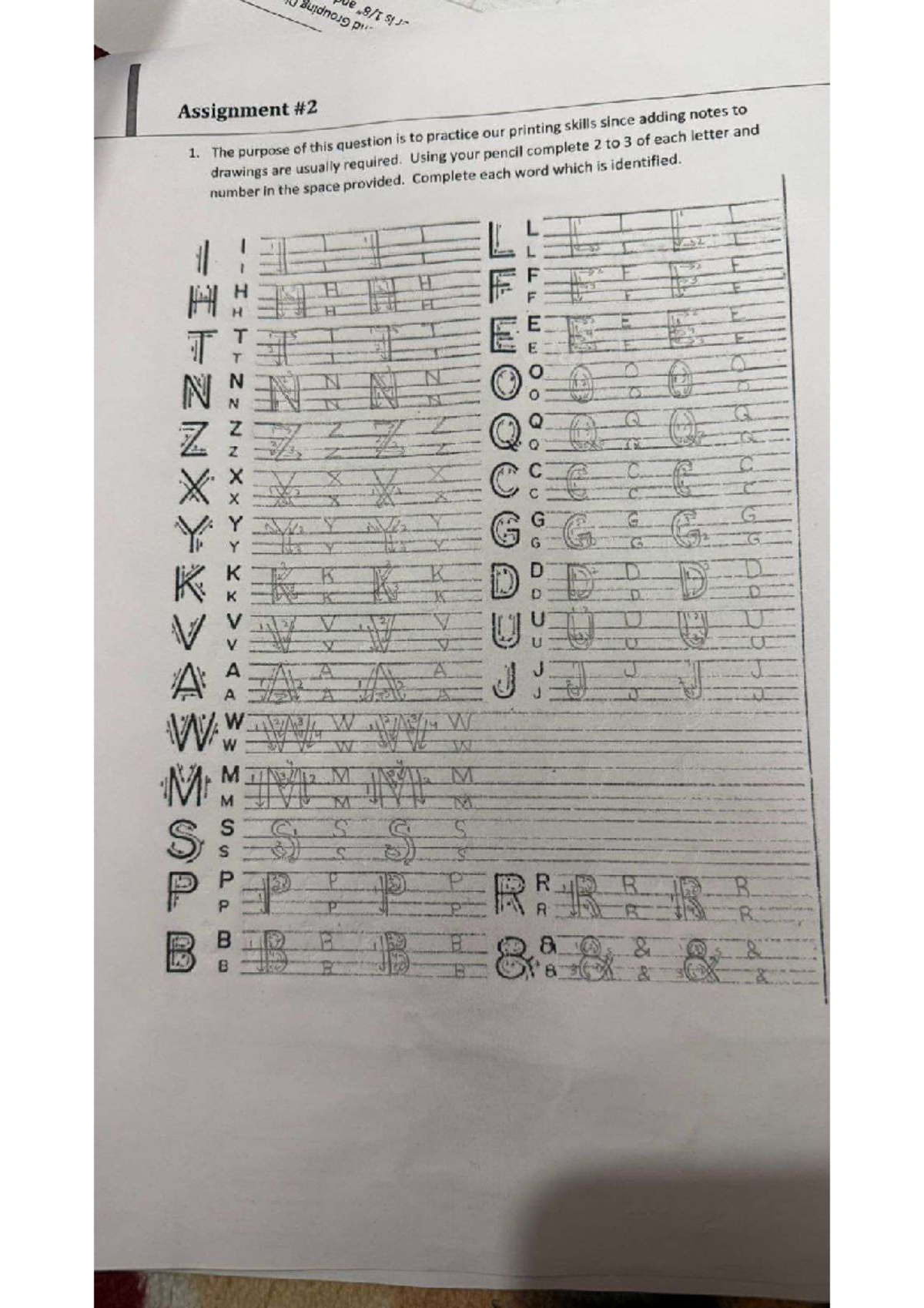 HVAC Assignment 1: Practicing Printing Skills and Drawing Notes - Studocu