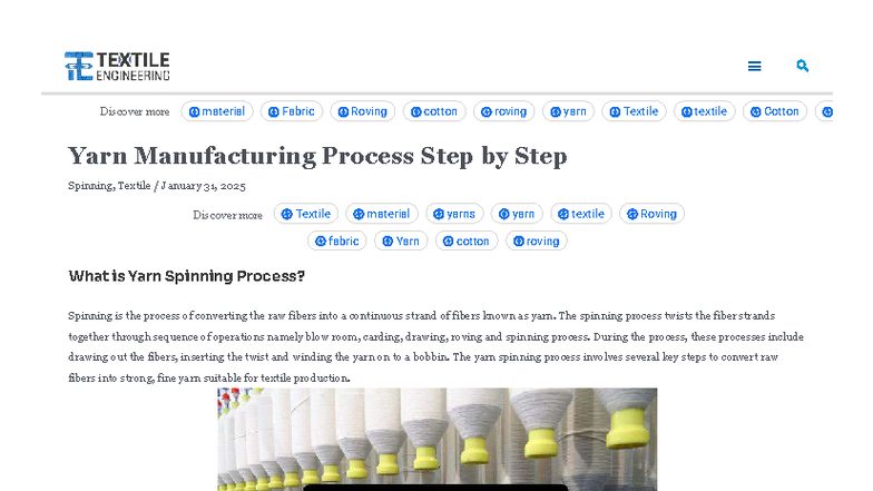 Yarn Spinning Process Step-by-Step Guide - Textile Engineering - Studocu