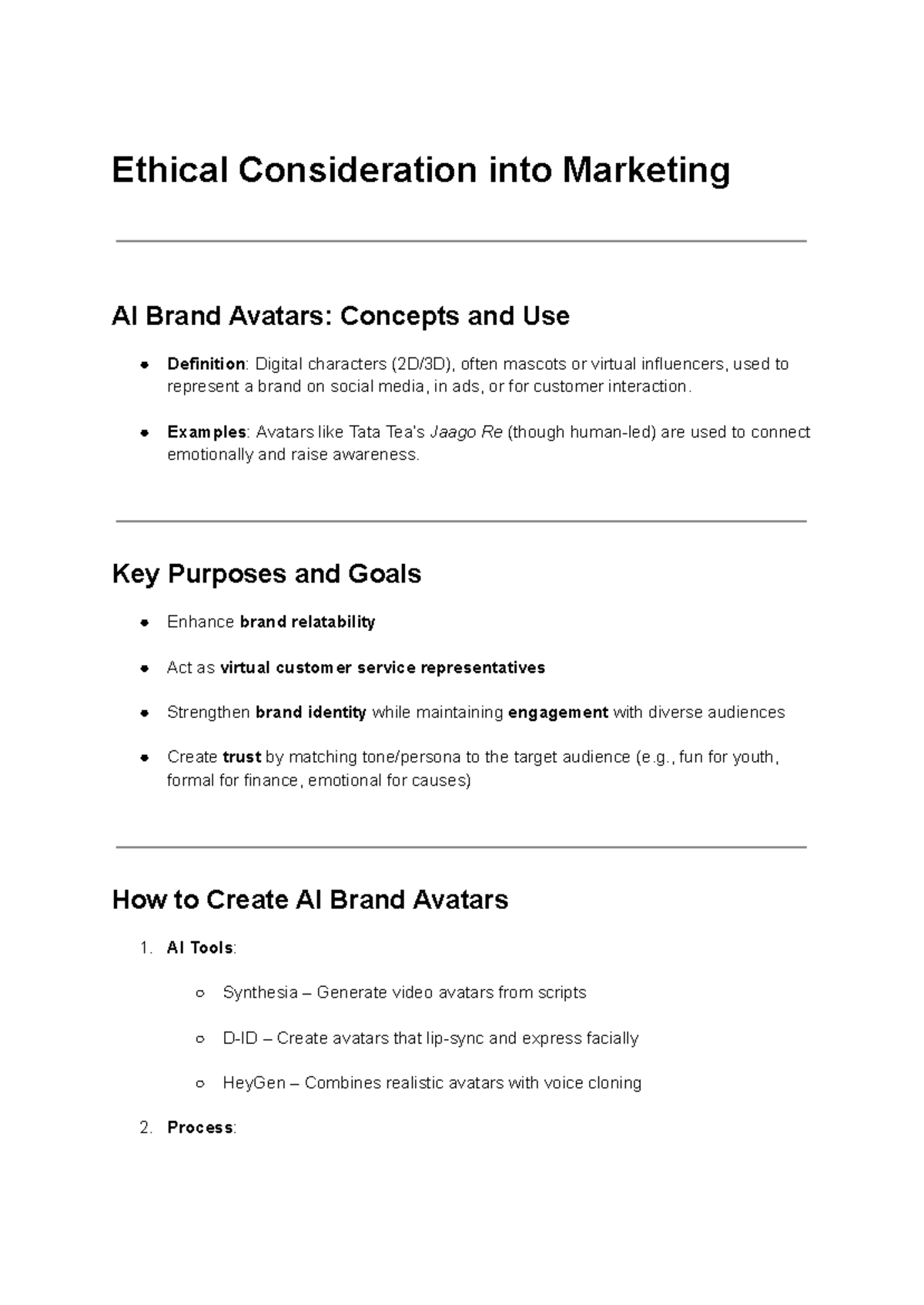 L9 Ethical Considerations in Marketing AI Brand Avatars - Studocu