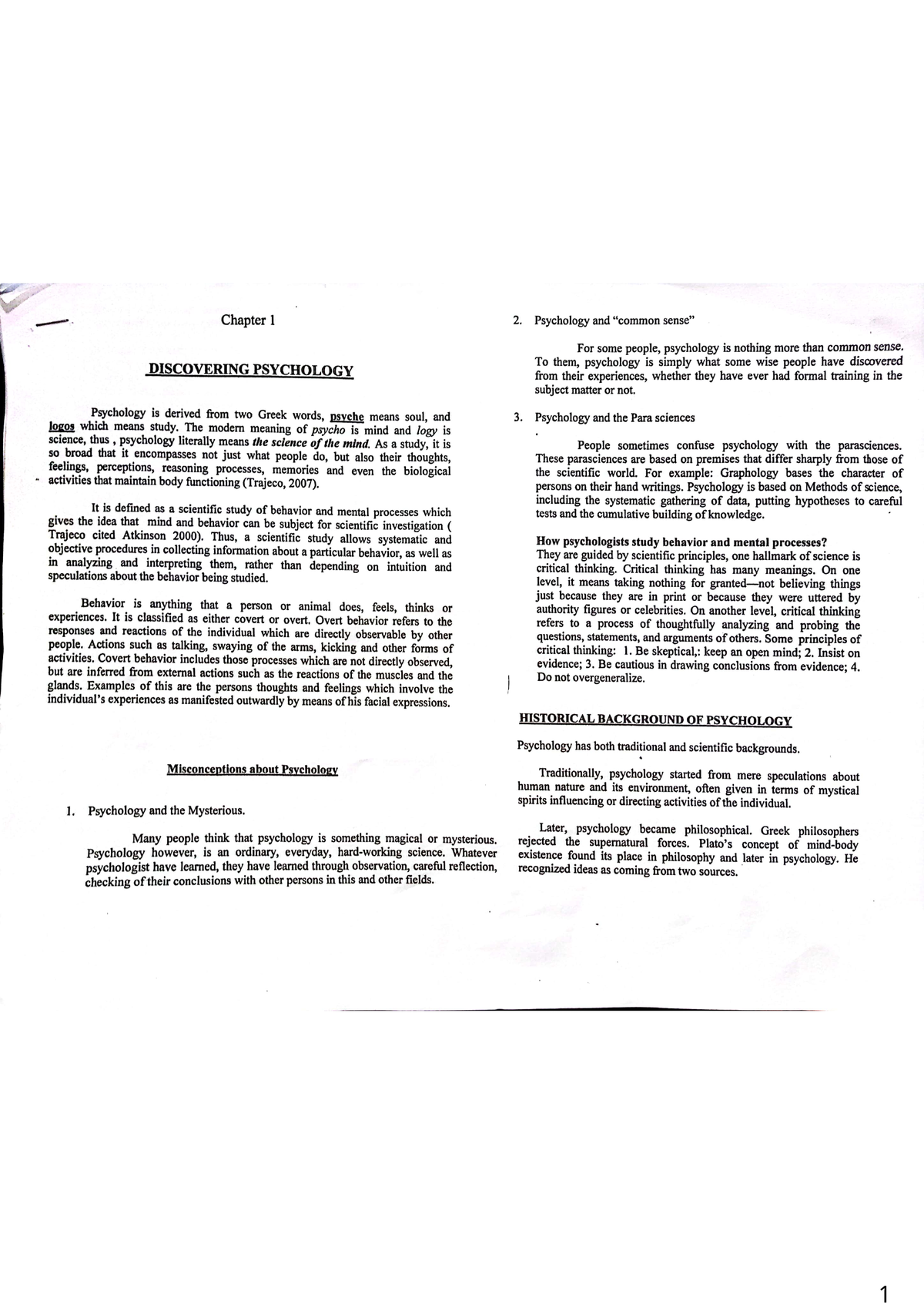 PSY100- Handouts - BS-Social Work - Studocu